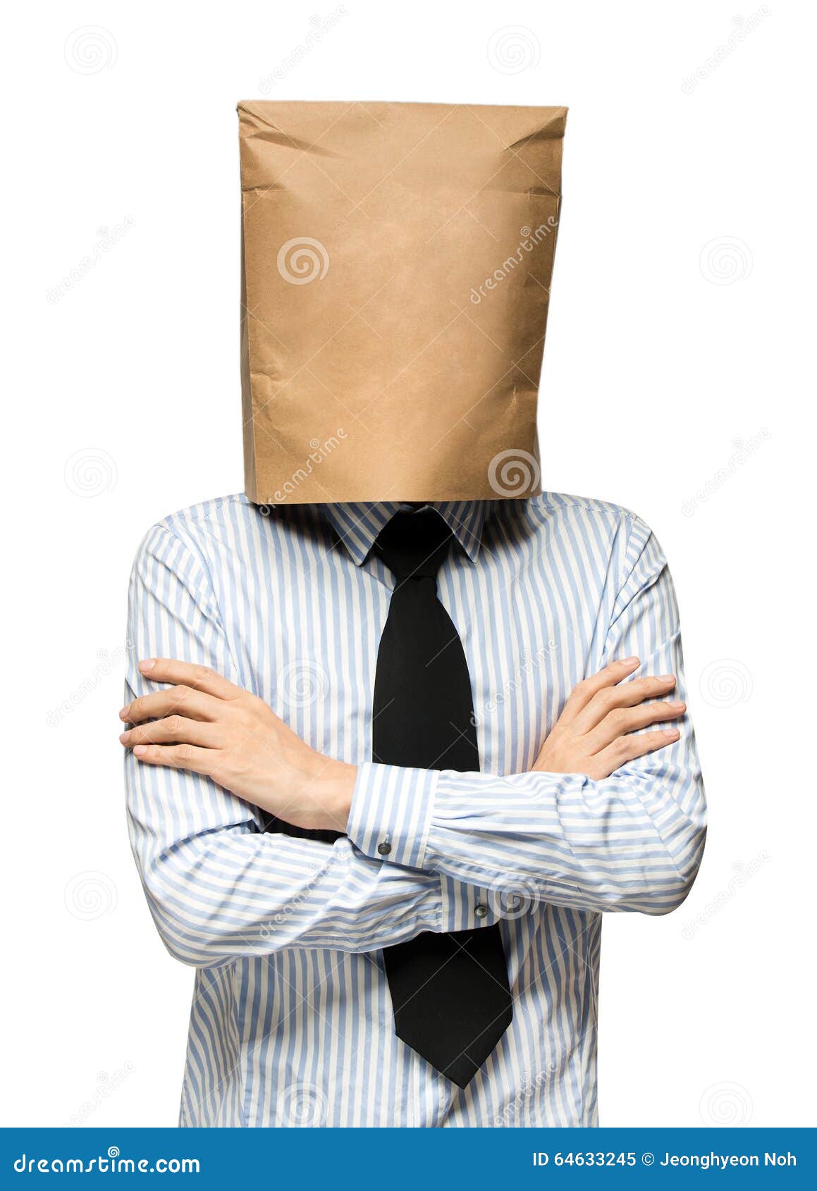 Man Covering His Head Using a Paper Bag. Man Worries Stock Image ...