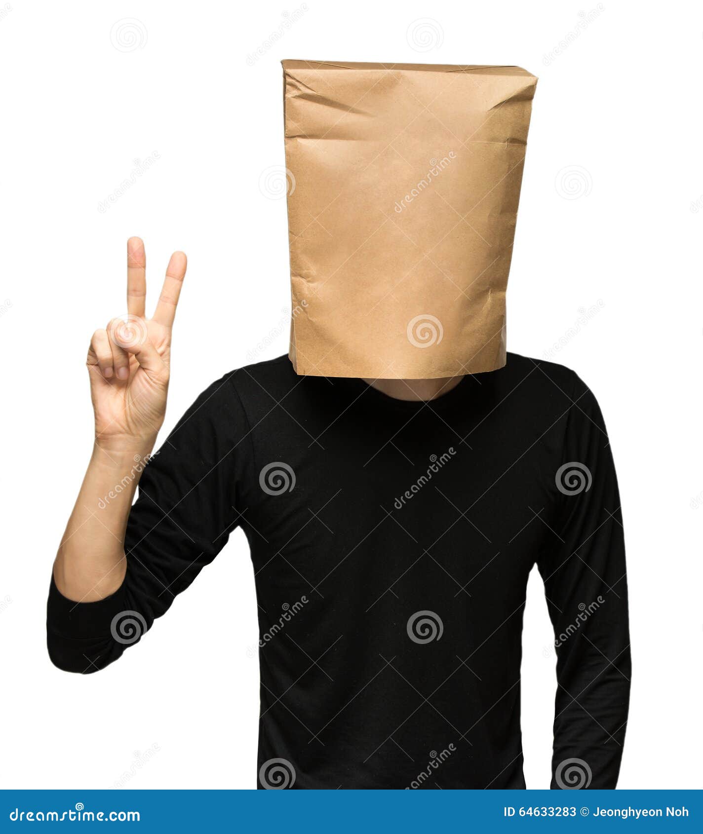 Man Covering His Head Using a Paper Bag. Two Stock Image - Image of ...