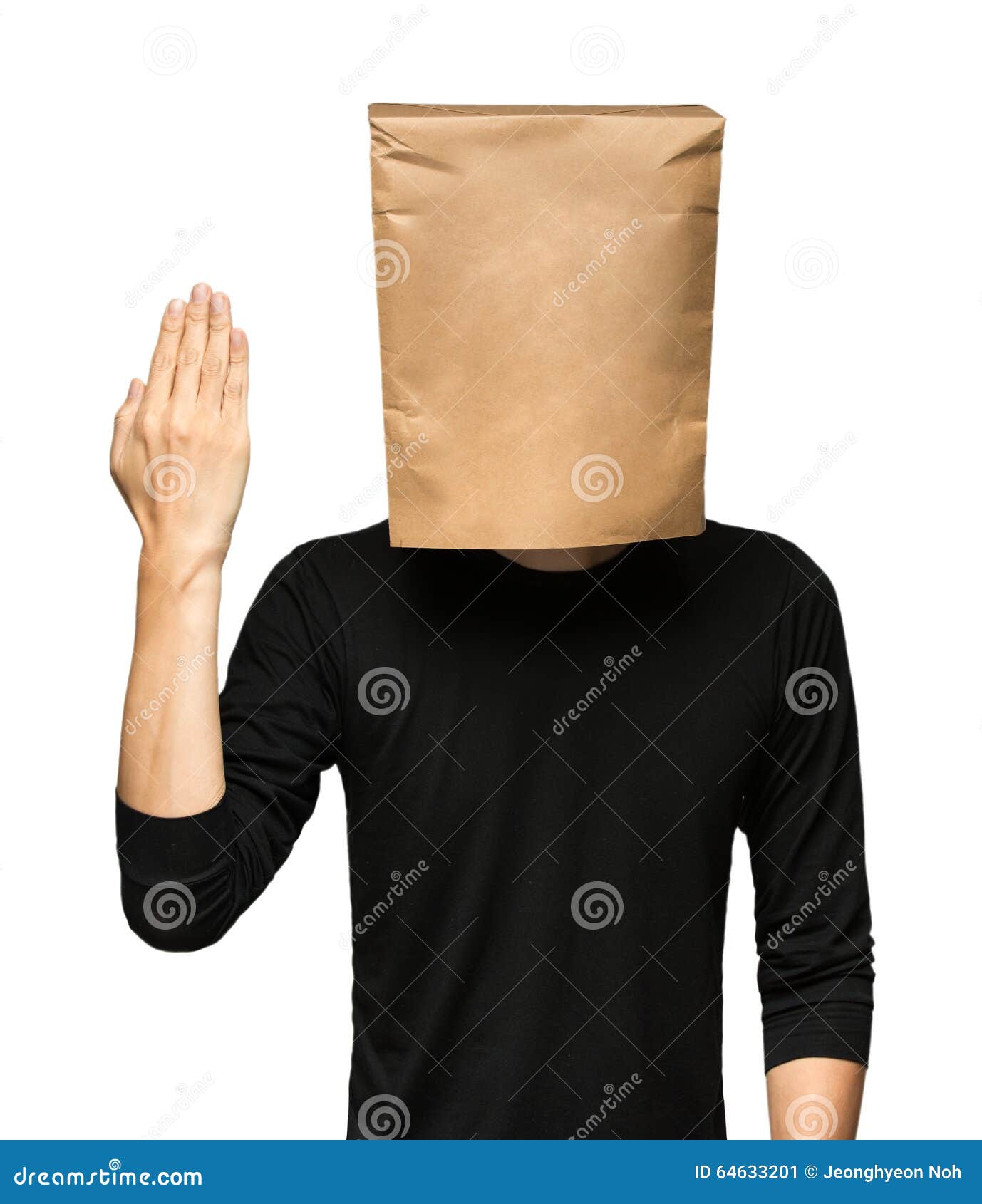 Man Covering His Head Using a Paper Bag. Stock Image - Image of adult ...