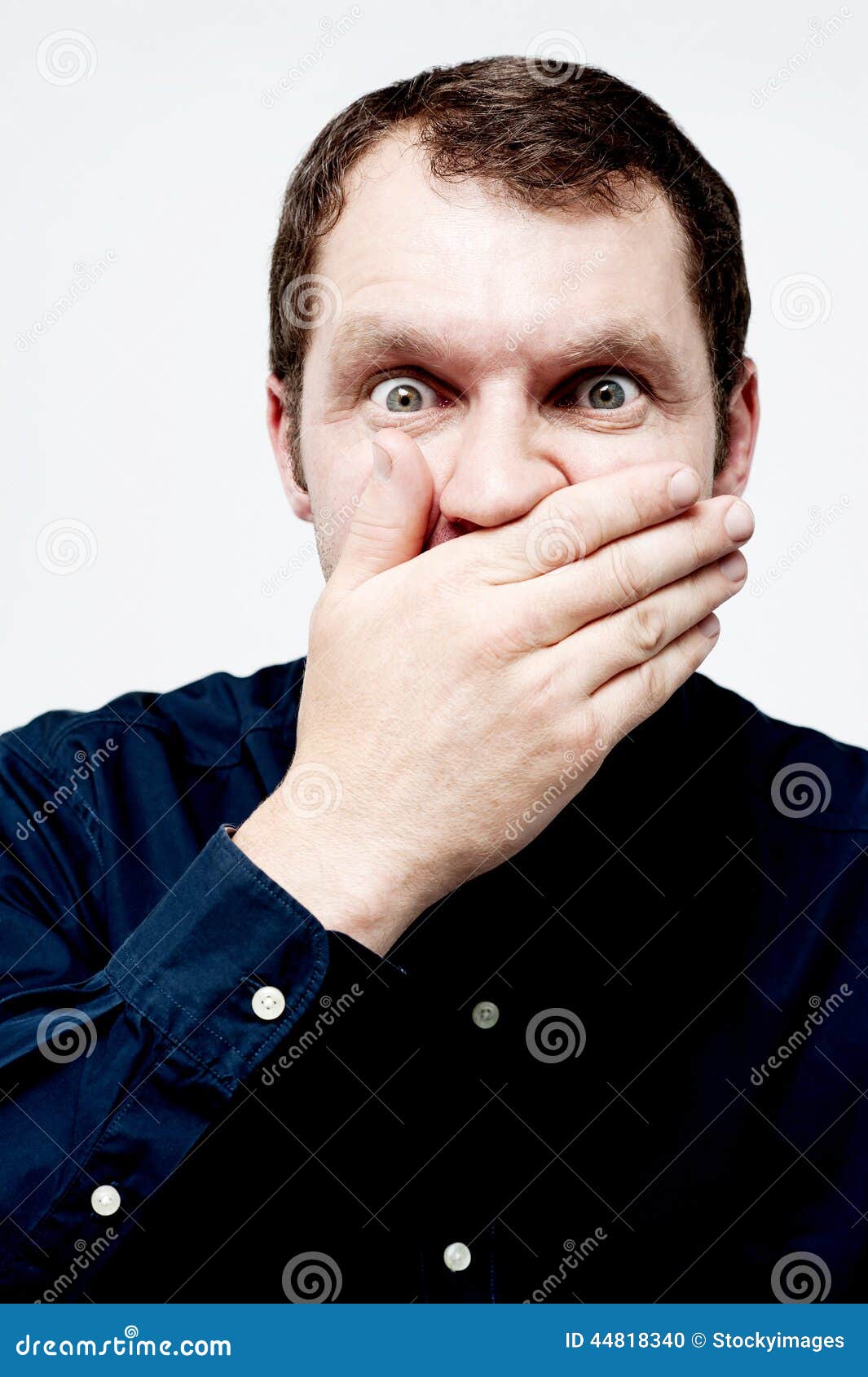 Man Covering His Mouth with His Hand Stock Photo - Image of reaction ...
