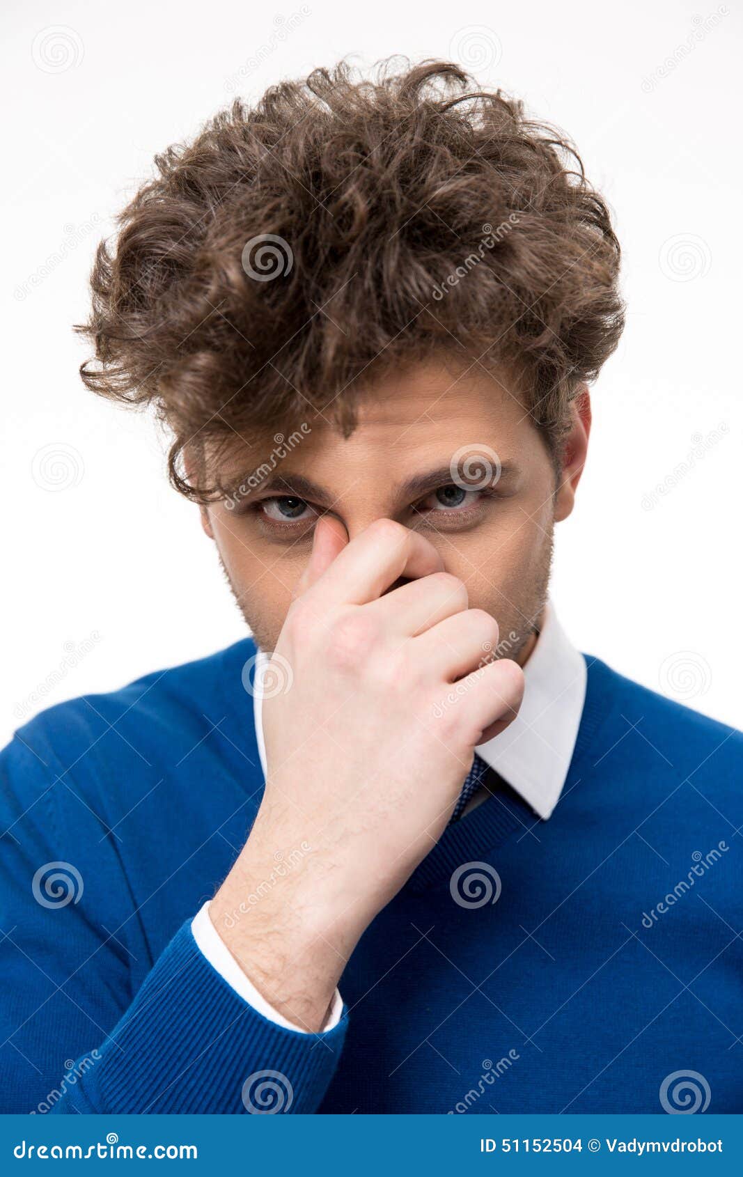 Man covering his nose stock photo. Image of covering - 51152504