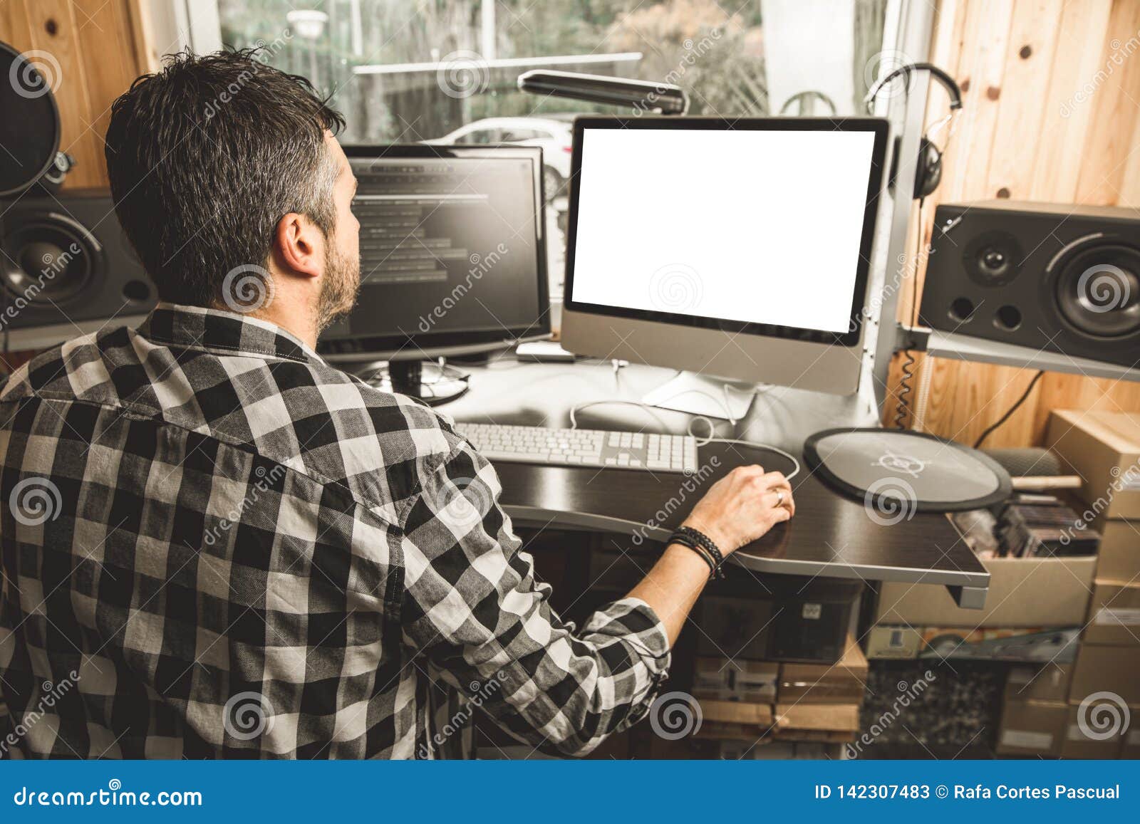 Man in a Coworking Office Working on a Computer. Business Concept Stock ...