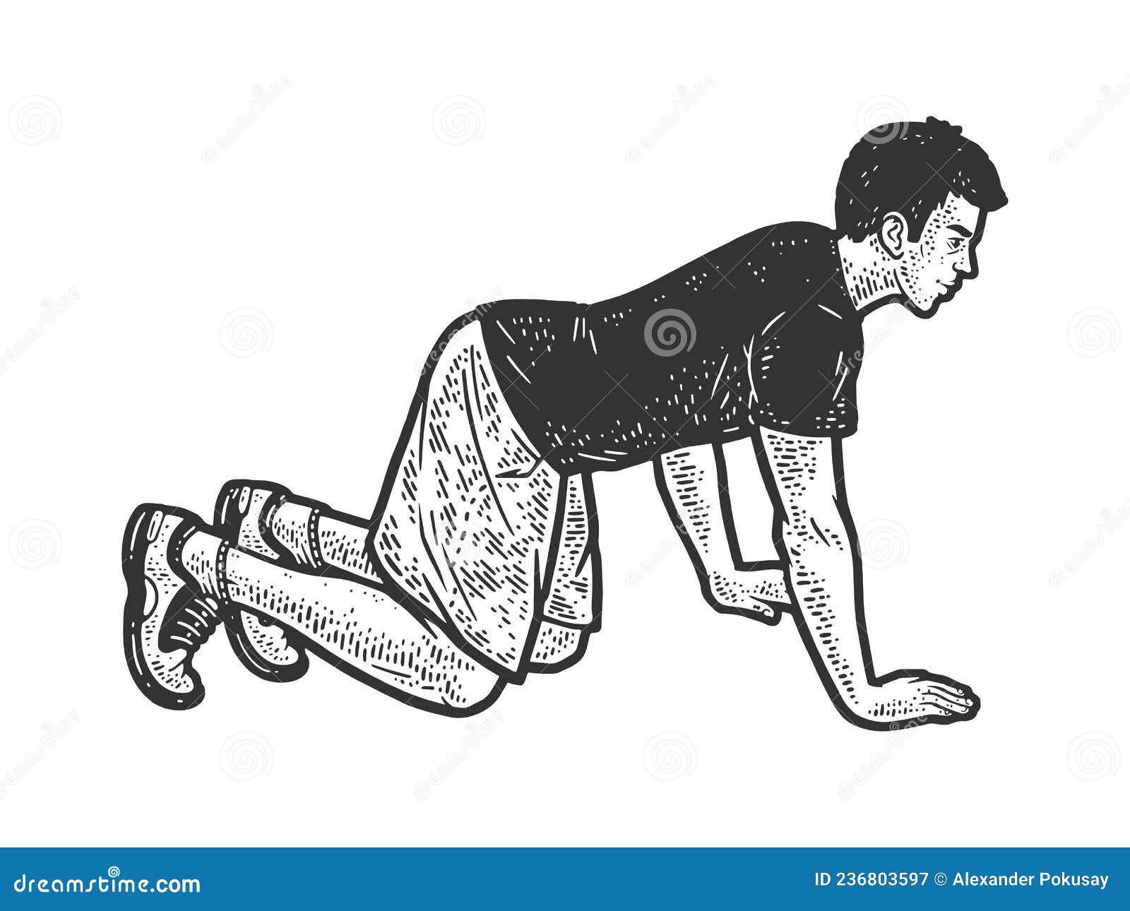 Crawling On All Fours Linear Icon Concept Crawling On All Fours Line