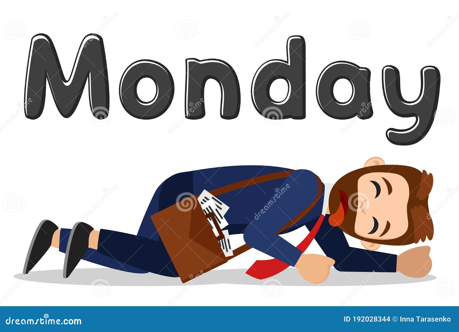 Man is Crawling Tired To Work on Monday. the Character Stock Photo ...