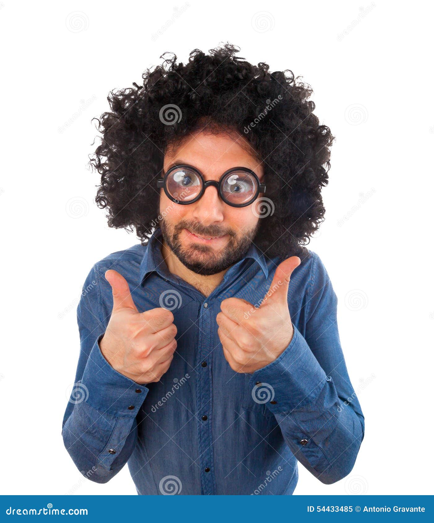 Man with Crazy Expression and Thumb Up Stock Image - Image of messy ...