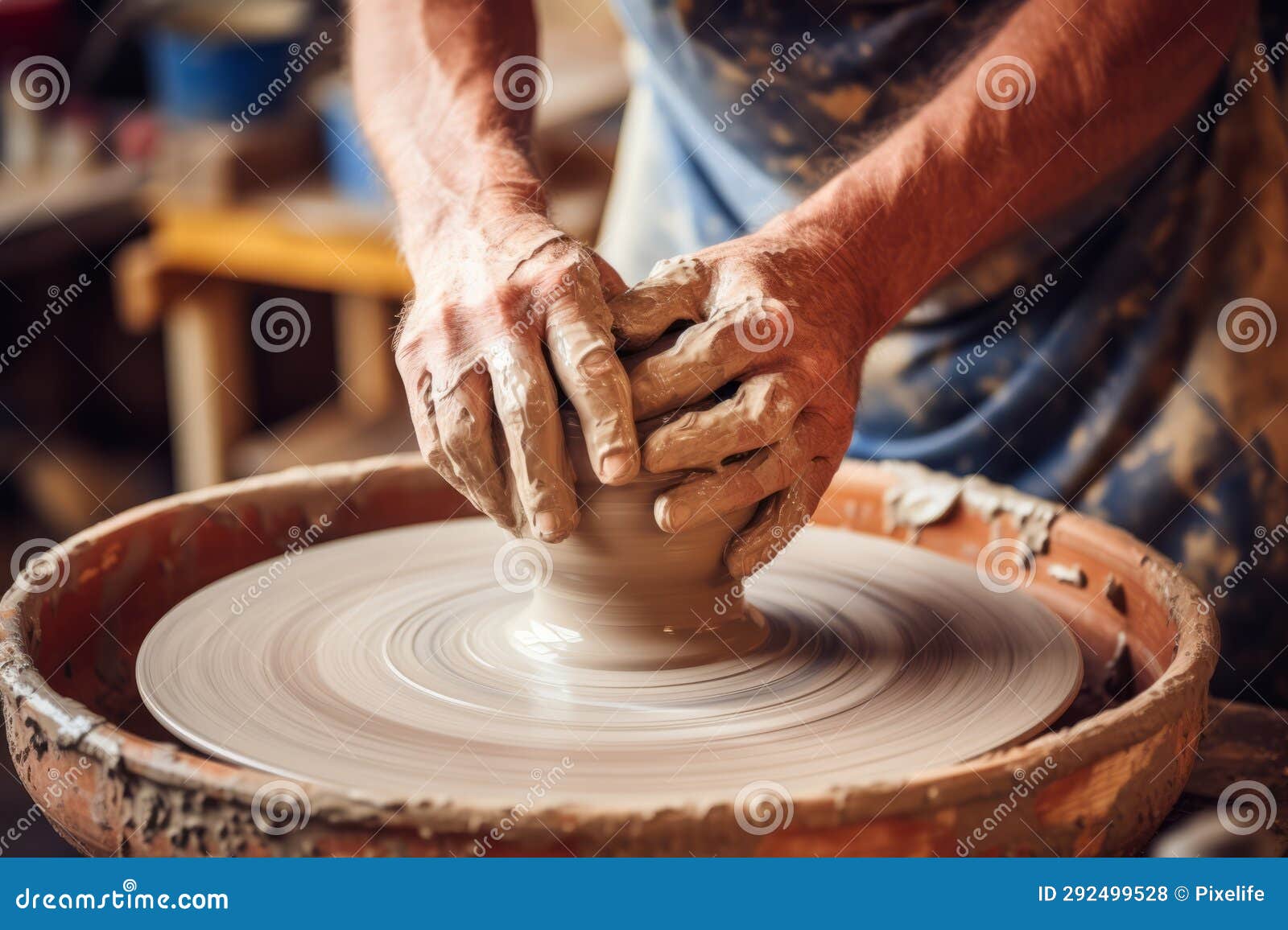 A Man Creating a Ceramic Vase on a Pottery Wheel AI Generated Stock ...