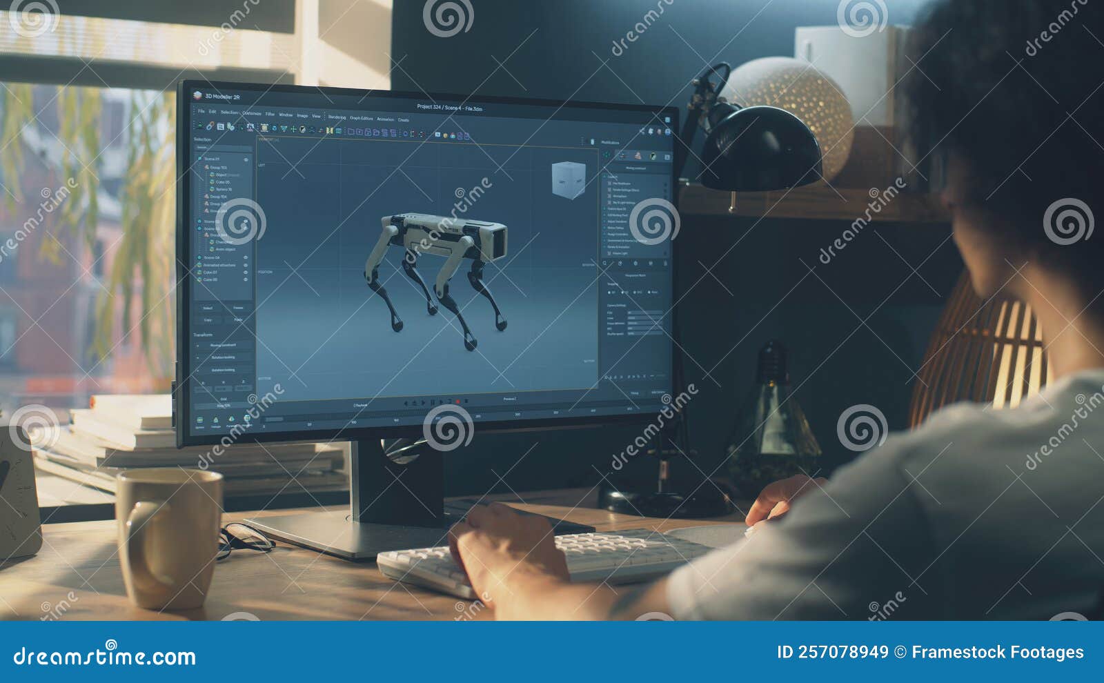 Man Creating 3d Prototype Of Robot On Pc Stock Image Image Of Model Project 257078949