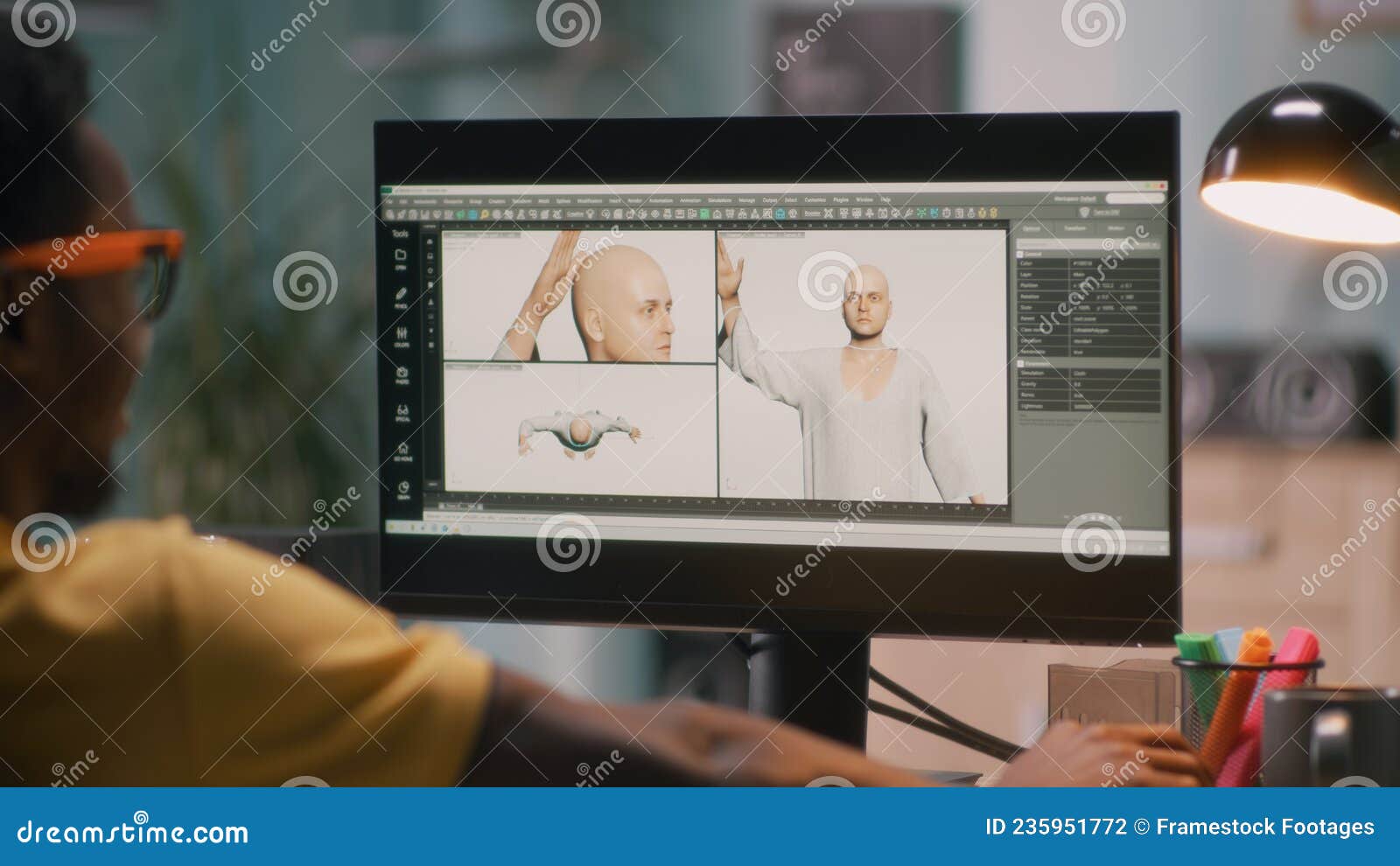 Man Creating Human 3D Model Stock Photo - Image of digital, black ...