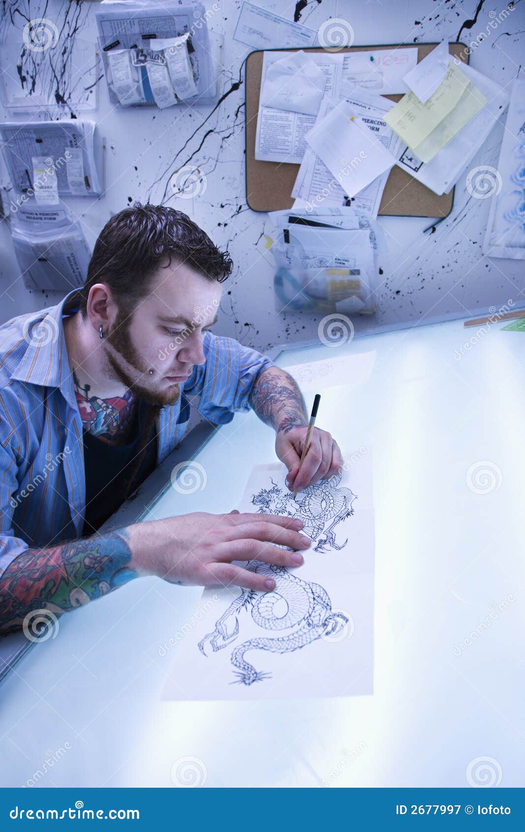 Man creating tattoo. stock image. Image of pierced, creative - 2677997