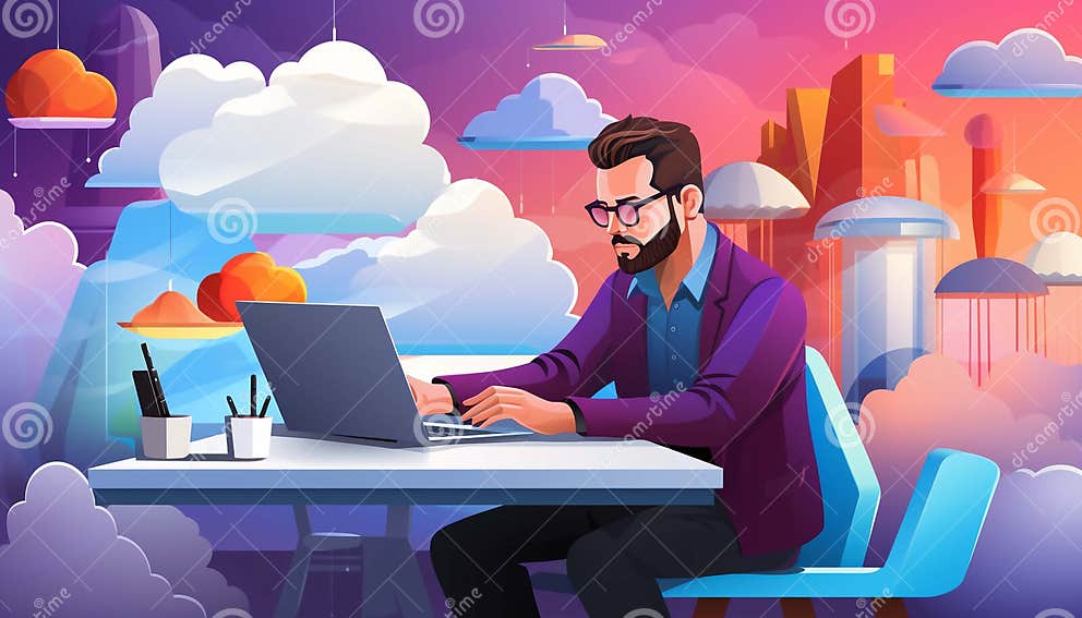 Man Creative and Creator, Web Developer Working, Self Employed or ...