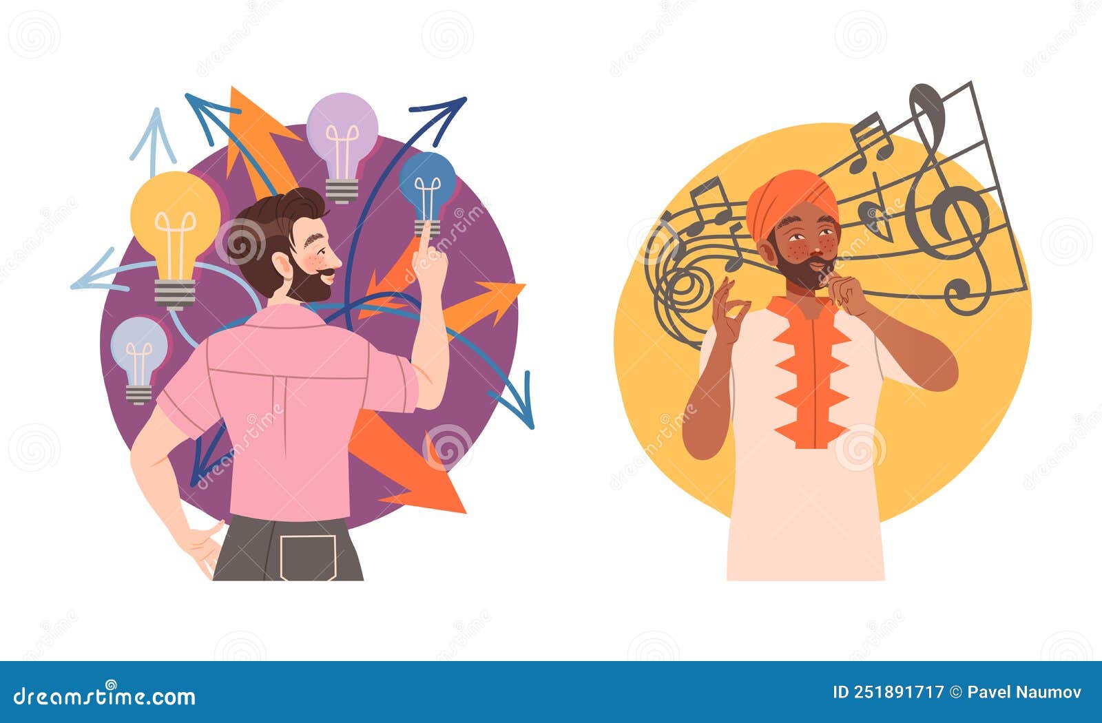 Musical Thinking Landing Page Template. Woman With Artistic Mindset ...