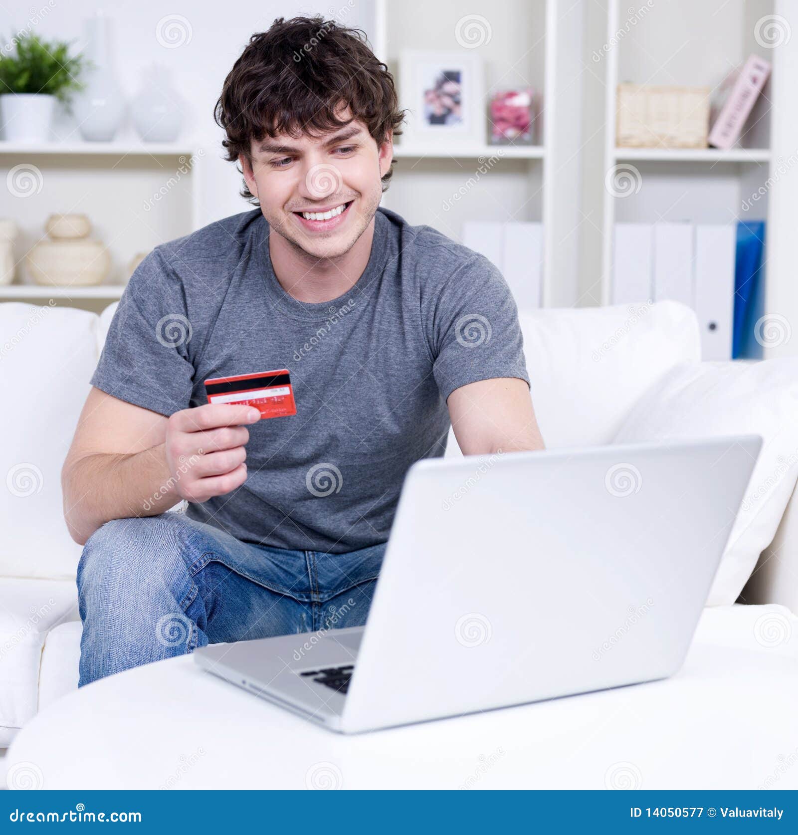 Man with Credit Card and Laptop Stock Image - Image of technology ...
