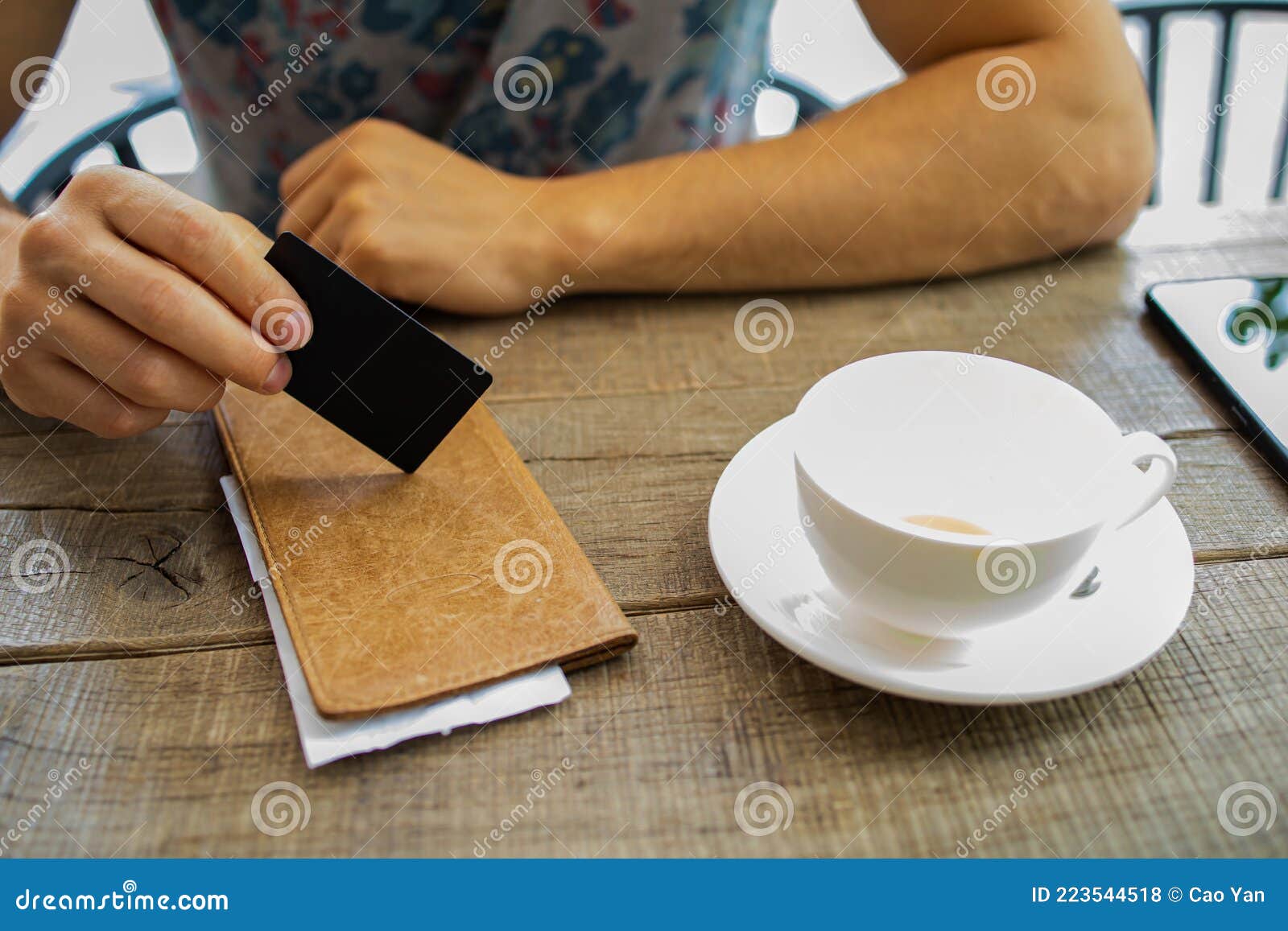 Man with Credit Card Paying for Coffee at Cafe Stock Photo - Image of ...