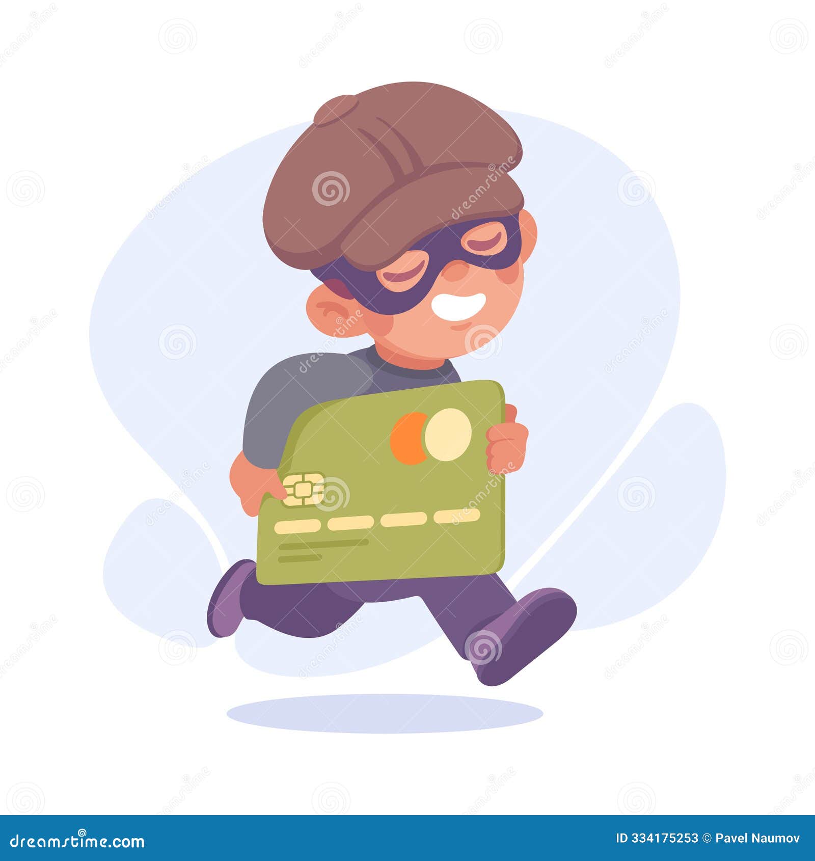 Man Criminal Escape with Plastic Card Commit Crime and Theft Vector ...
