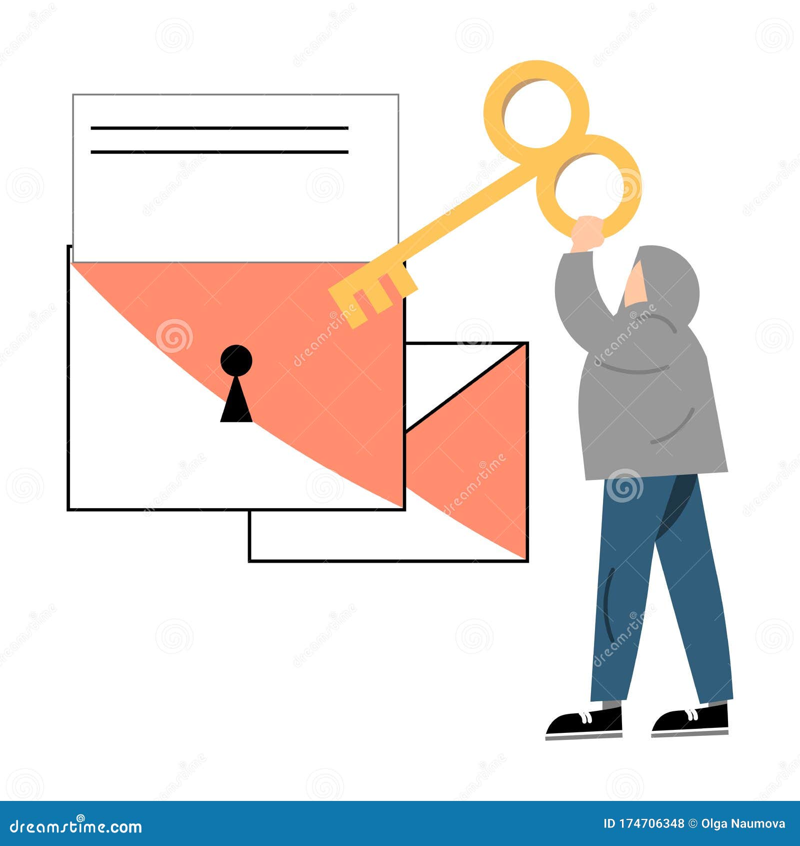 Man Criminal Stealing Data And Information From Email Letters Vector ...