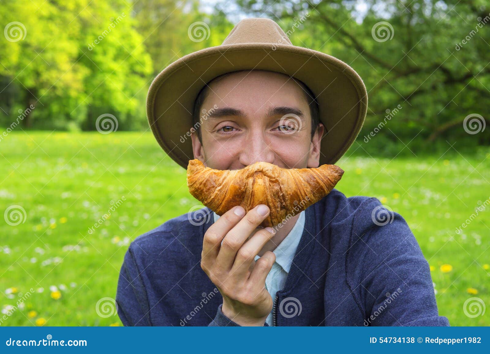 Man with croissant stock photo. Image of croissant, bakery - 54734138