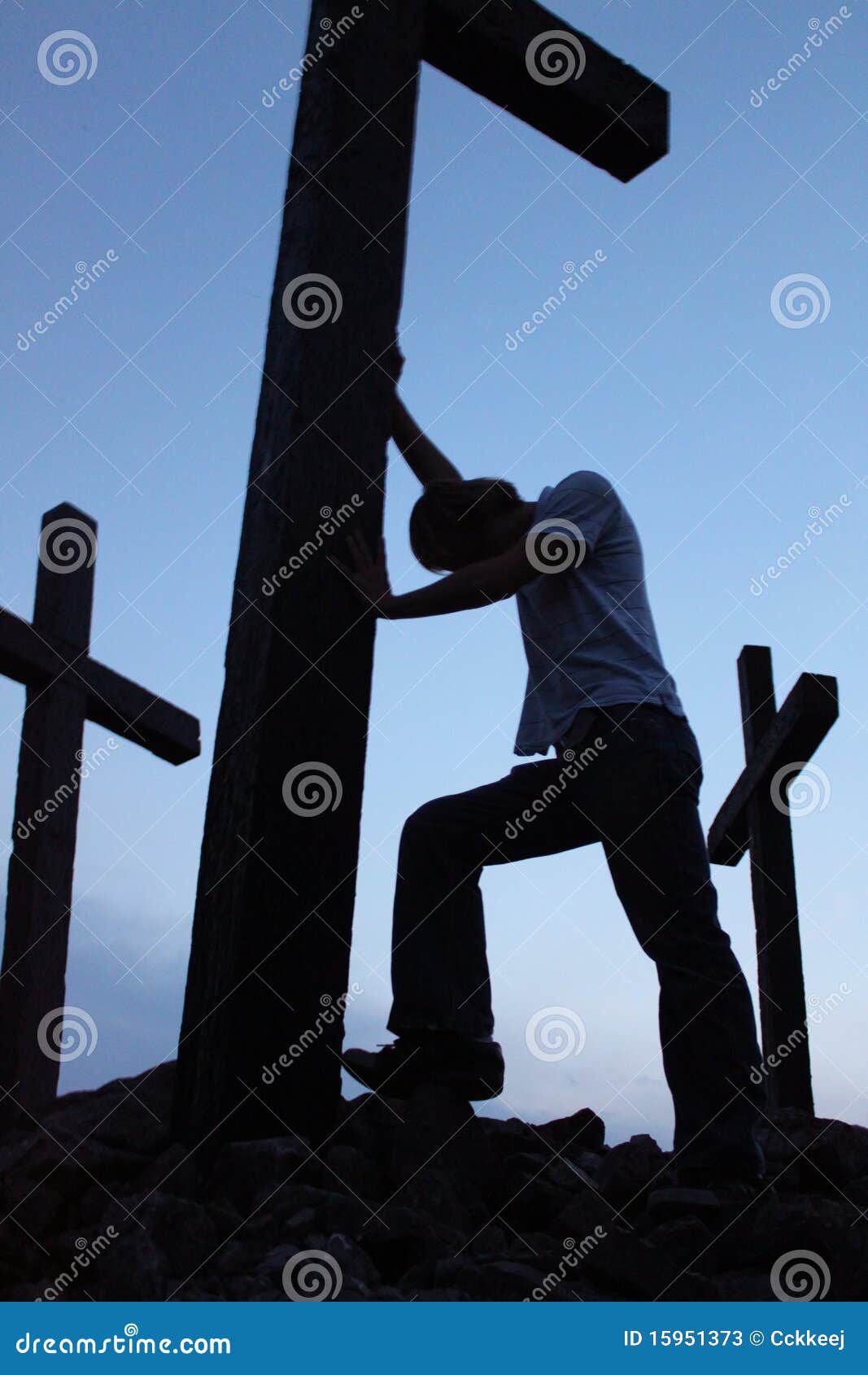 Man at the cross 2 stock image. Image of belief, confession - 15951373
