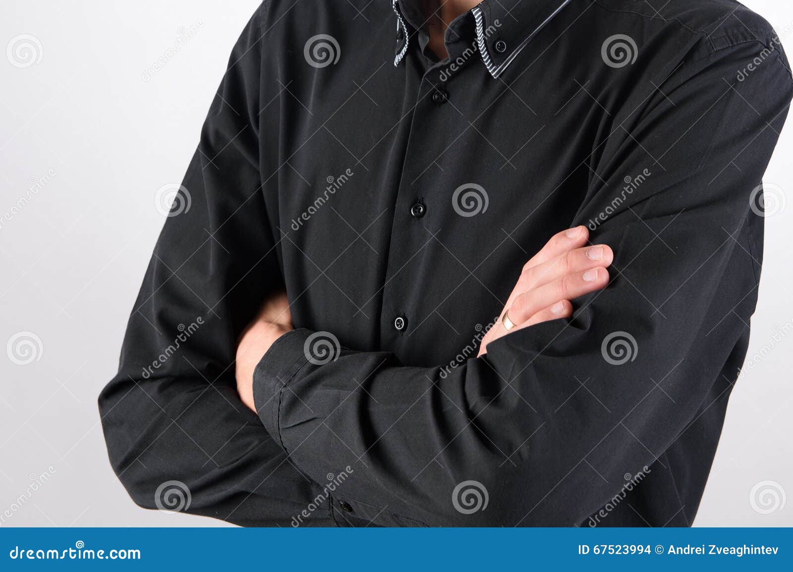 Man with Crossed Hands on Chest Stock Photo - Image of symbol, hand ...