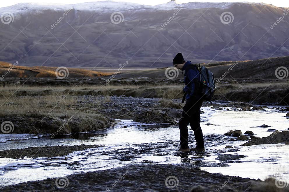 Man crossing a river stock photo. Image of break, attractive - 16676364