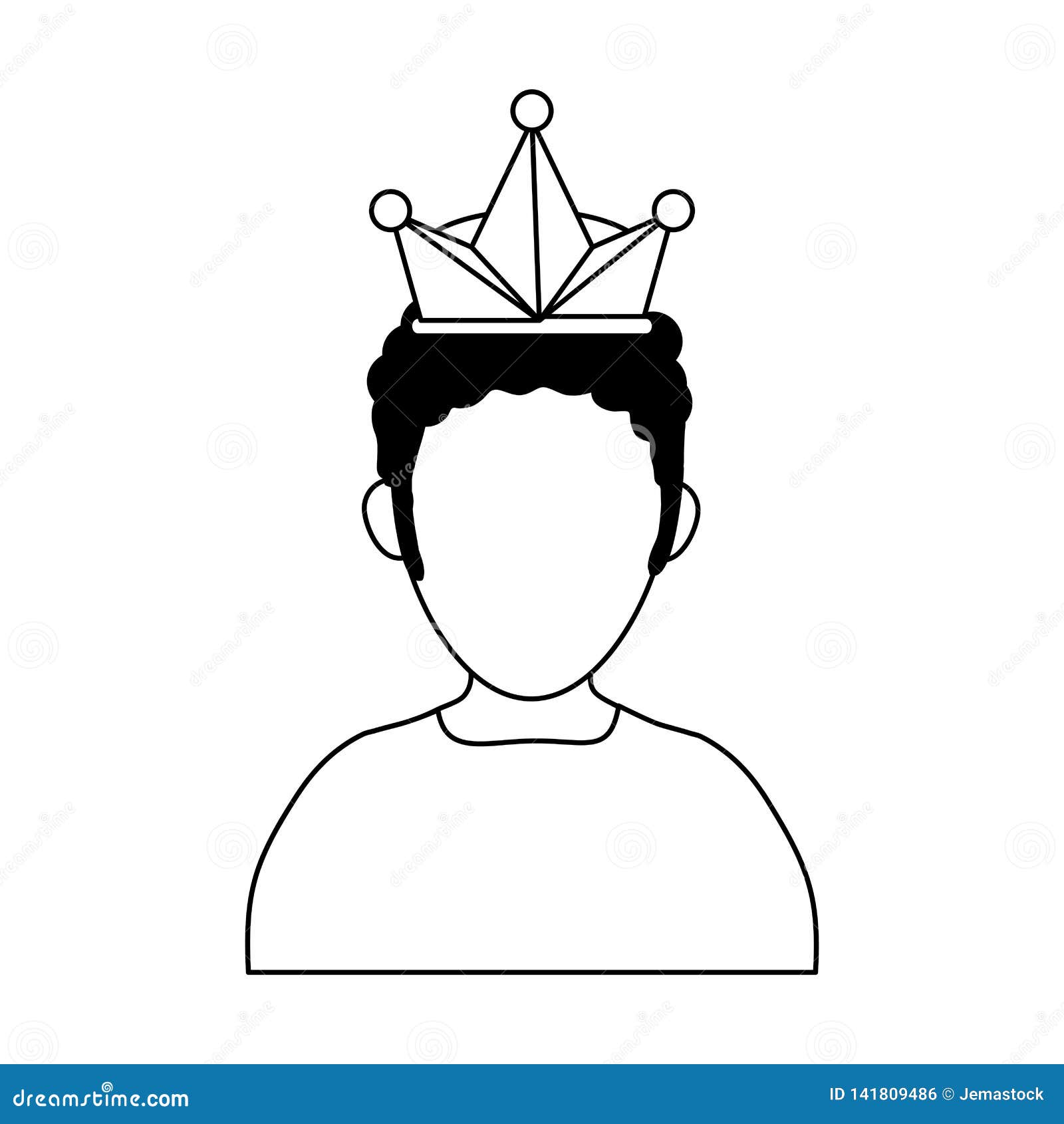 Man with Crown Avatar in Black and White Stock Vector - Illustration of ...