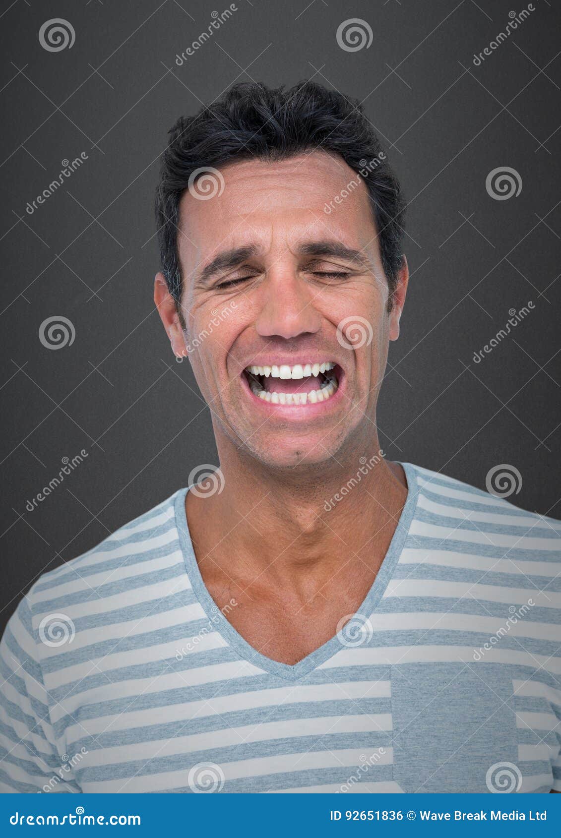 Man Crying Against Grey Wall Stock Photo - Image of dreariness, adult ...