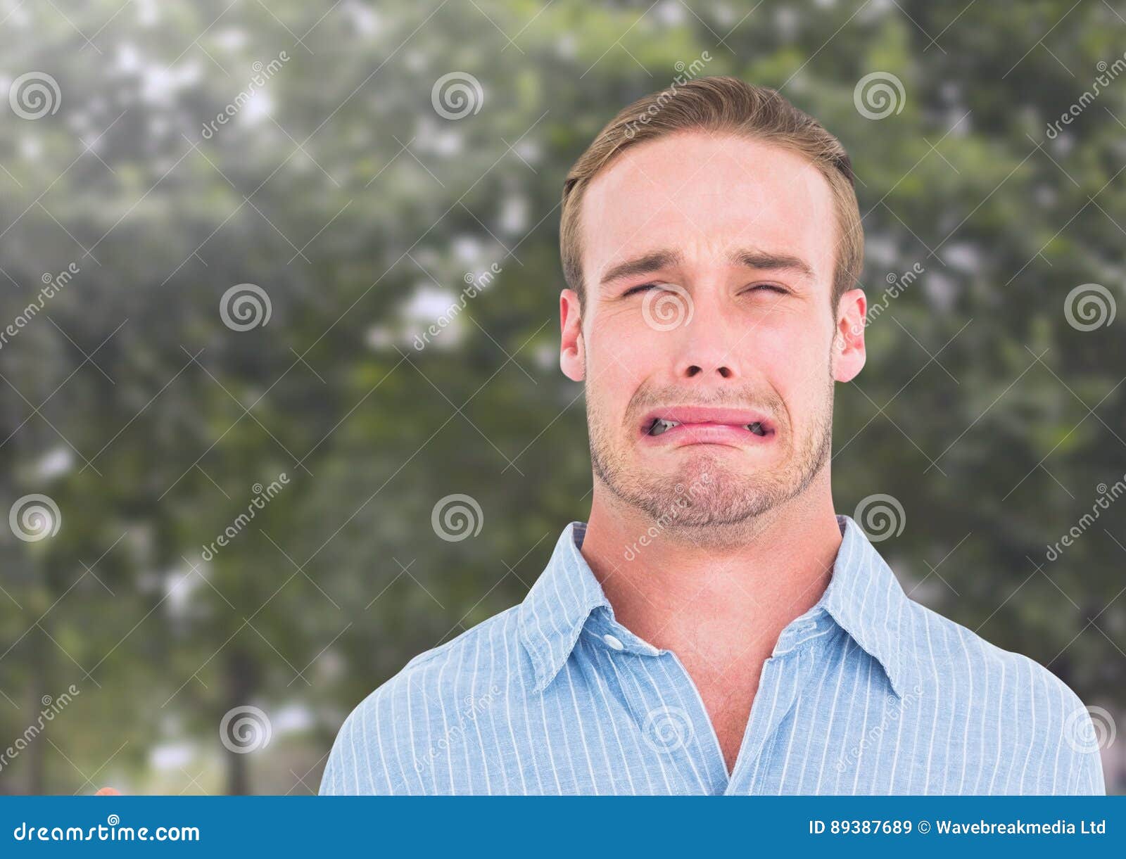Man crying against trees stock image. Image of bleakness - 89387689