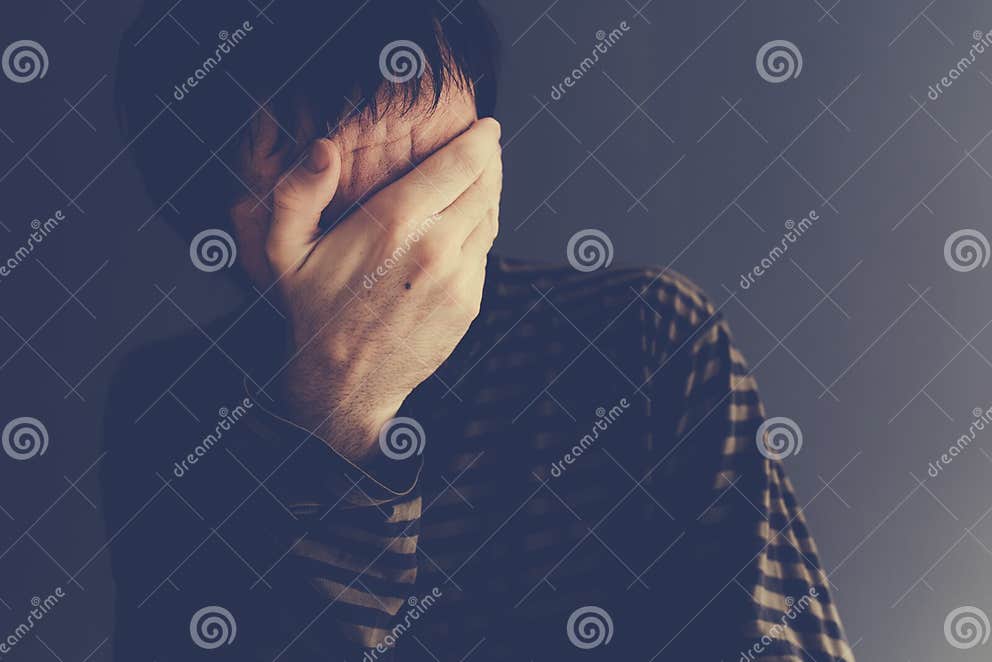 Man crying alone stock image. Image of depression, melancholy - 132501579