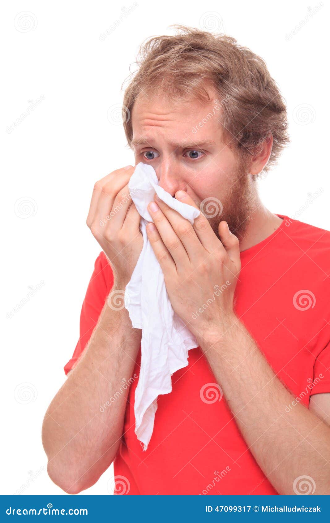 Man Crying into His Handkerchief Stock Image - Image of boredom, stress ...
