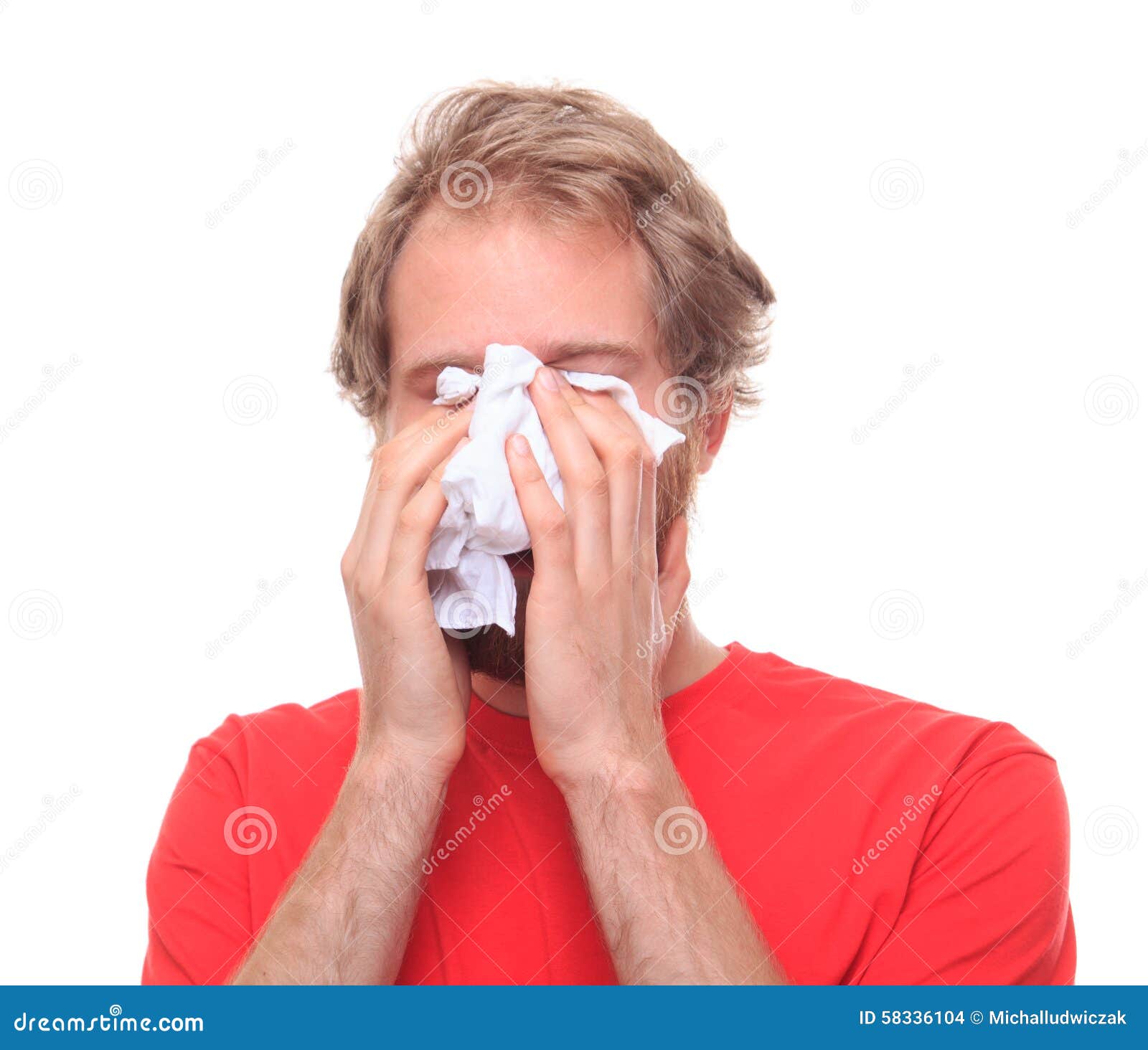 Man Crying into His Handkerchief Stock Photo - Image of shot, face ...