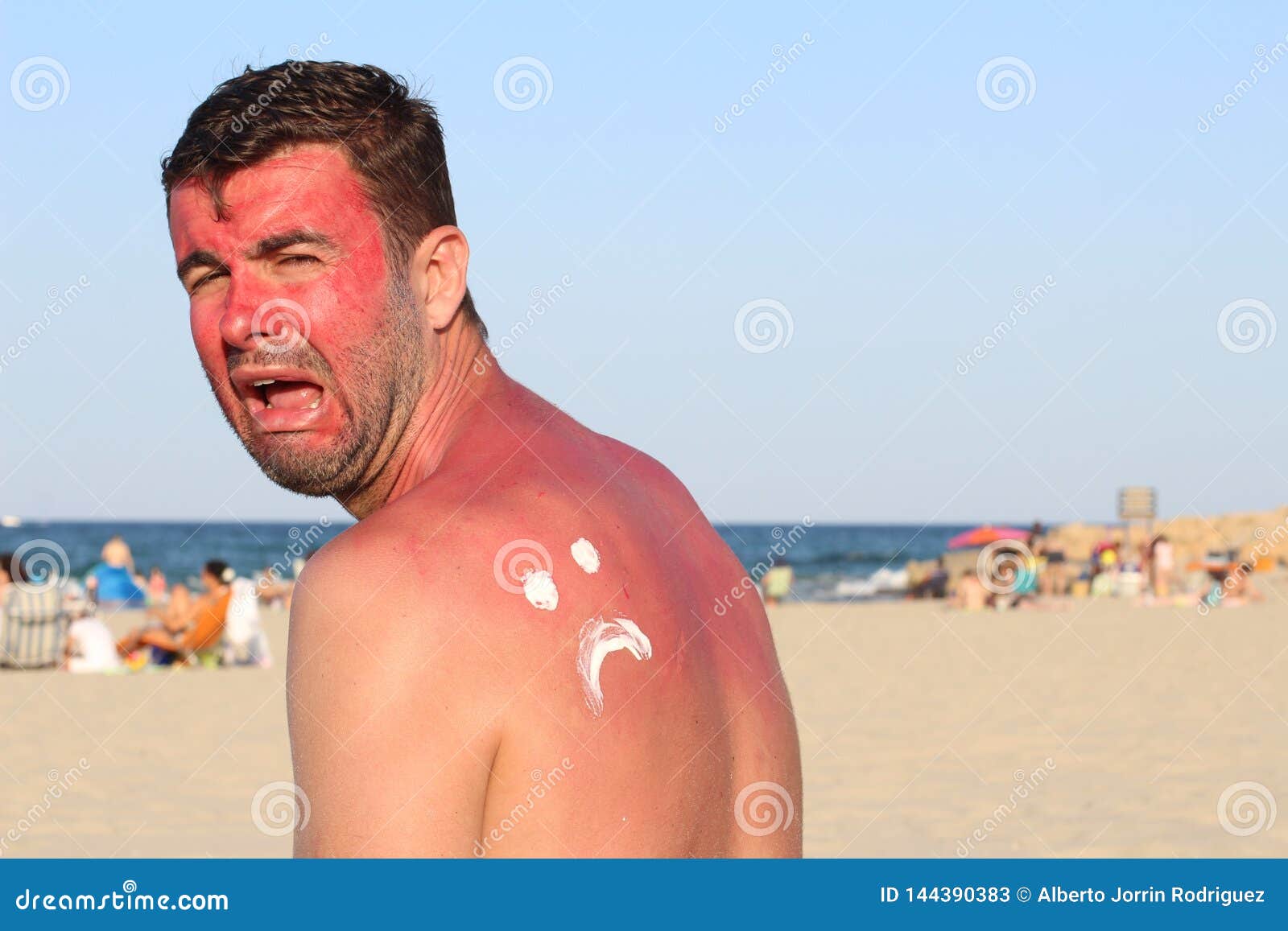Man Crying after a Long Sun Exposure Stock Image - Image of funny ...
