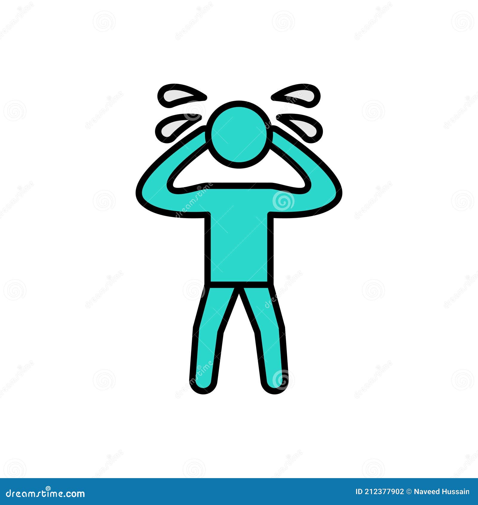 Man crying stock vector. Illustration of emotional, vector - 212377902