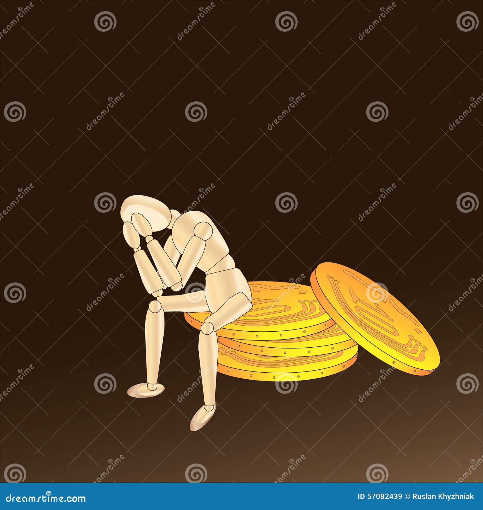 Man crying stock vector. Illustration of crisis, coin - 57082439