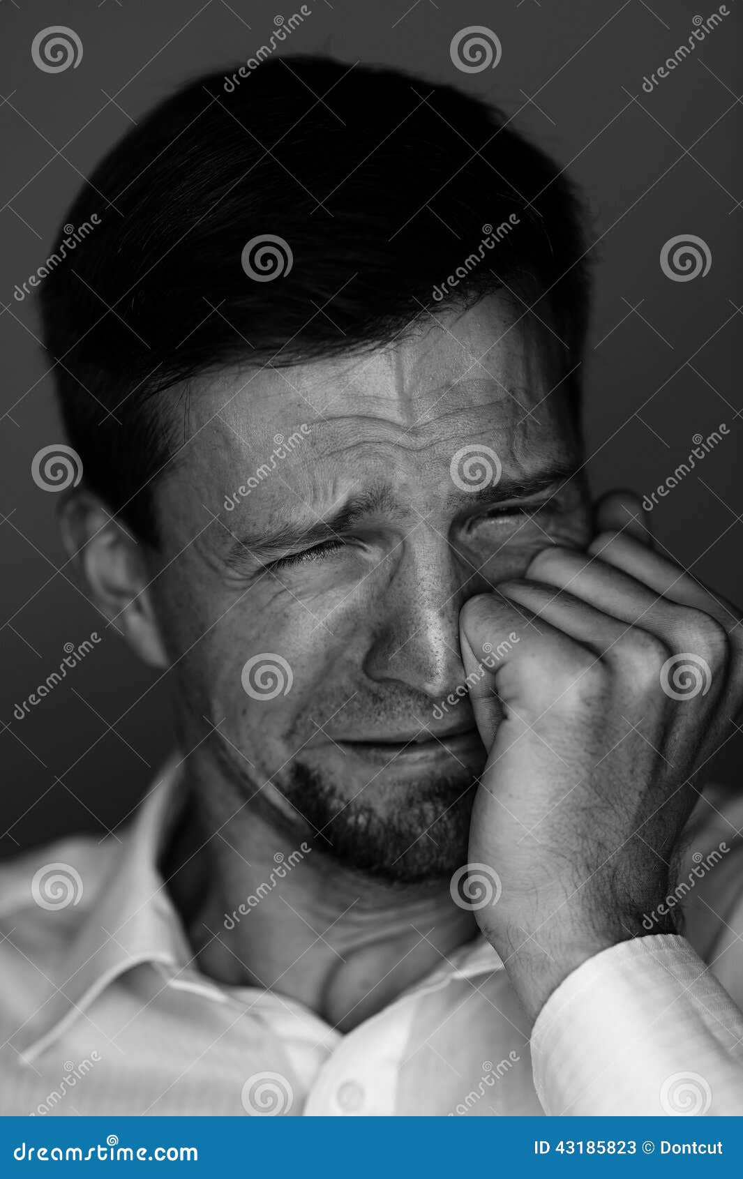 Man crying stock image. Image of male, frustration, portrait - 43185823