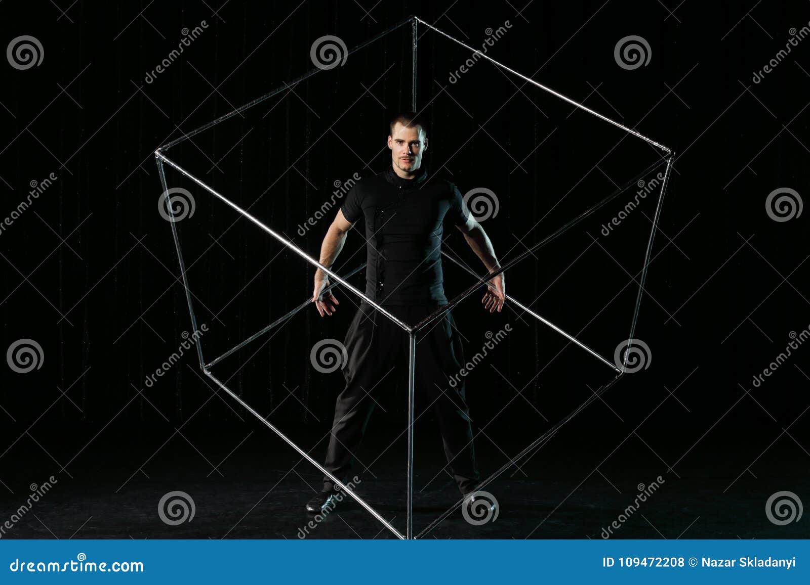 Man with Cube at Black Background Stock Photo - Image of caucasian ...