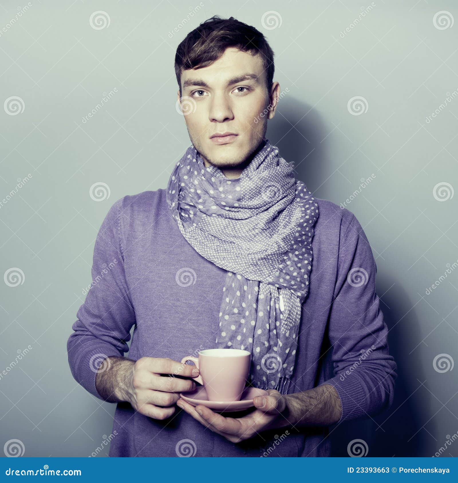 Man with Cup of Coffee in His Hands Stock Image - Image of dark ...