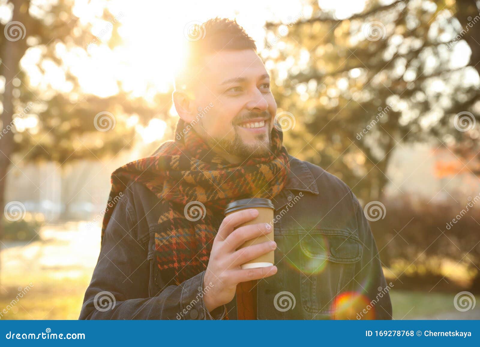 Man with Cup of Coffee in Morning Stock Photo - Image of light, street ...