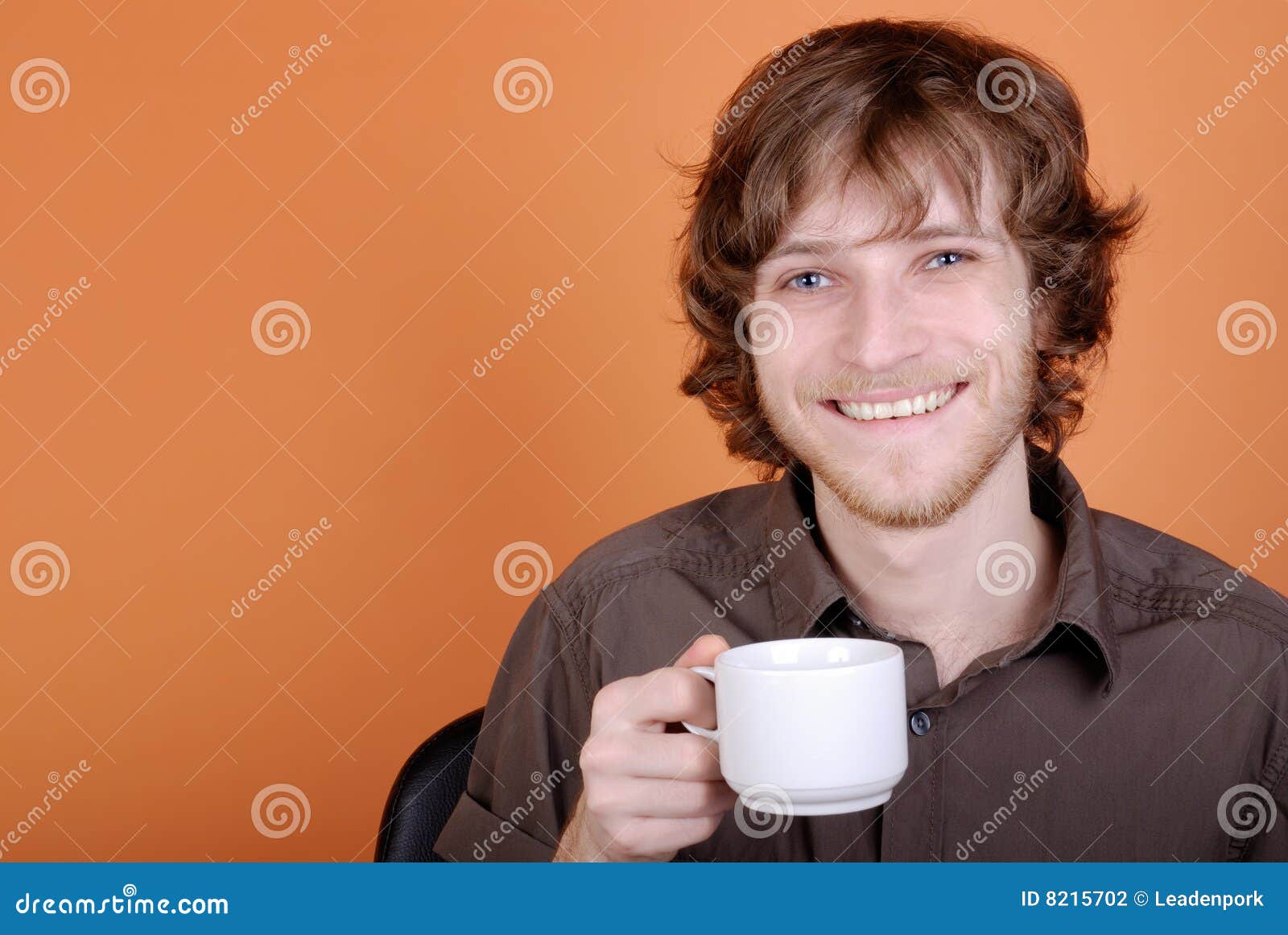 The Man with a Cup in a Hand Stock Photo - Image of happiness, delight ...