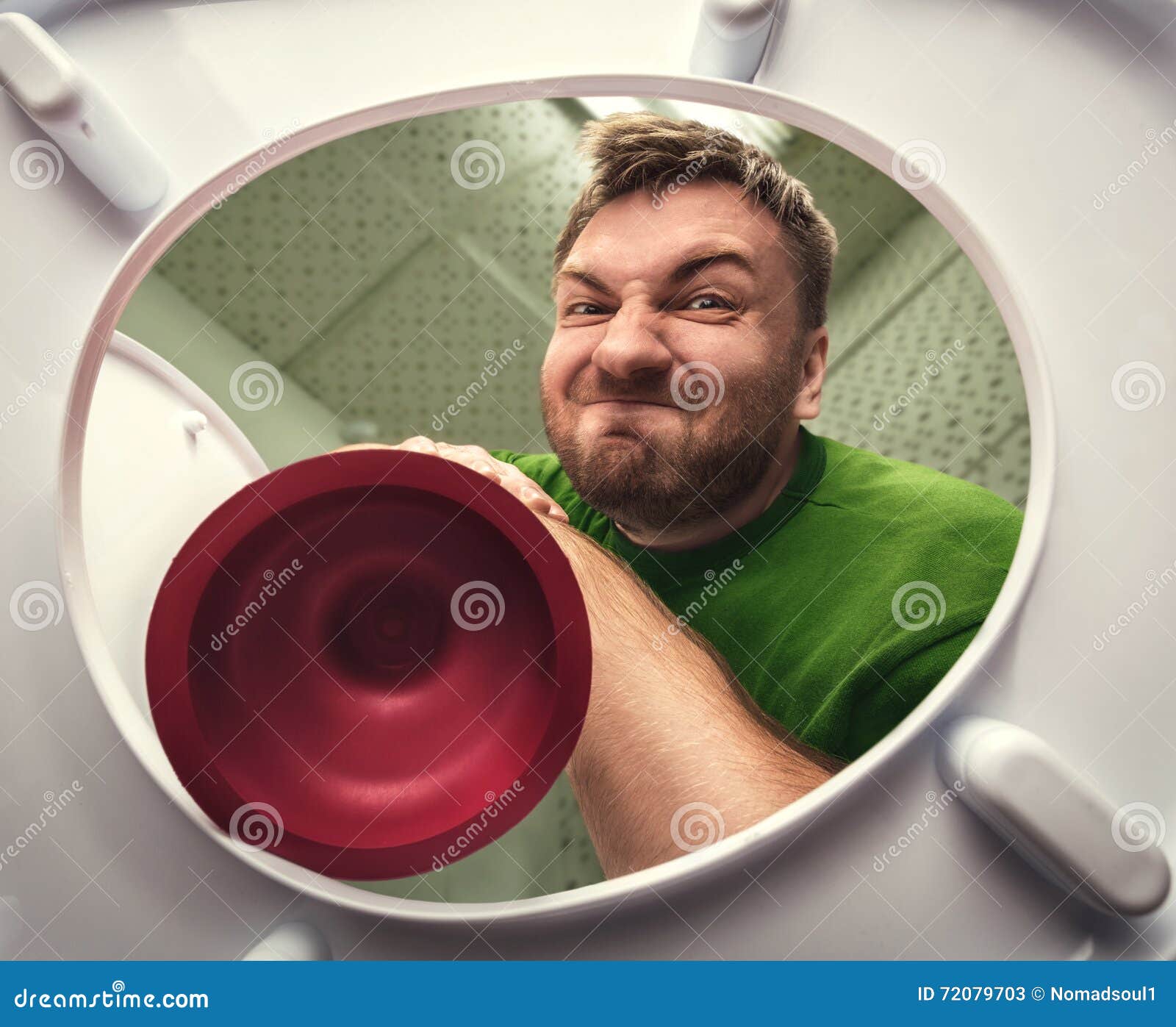 Man with cup plunger stock image. Image of pump, bathroom - 72079703