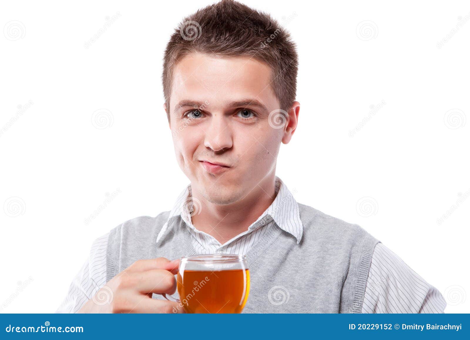 Man with cup of tea stock photo. Image of drink, face - 20229152