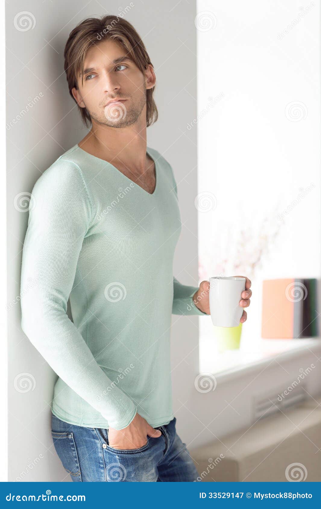 Man with cup. stock image. Image of human, emotions, lifestyle - 33529147