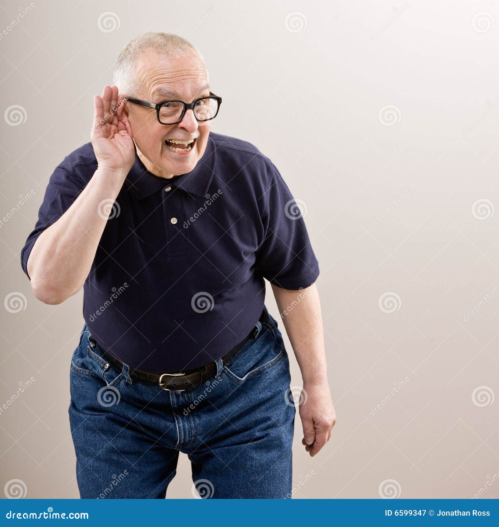 Man cupping his ear stock image. Image of person, retirement - 6599347