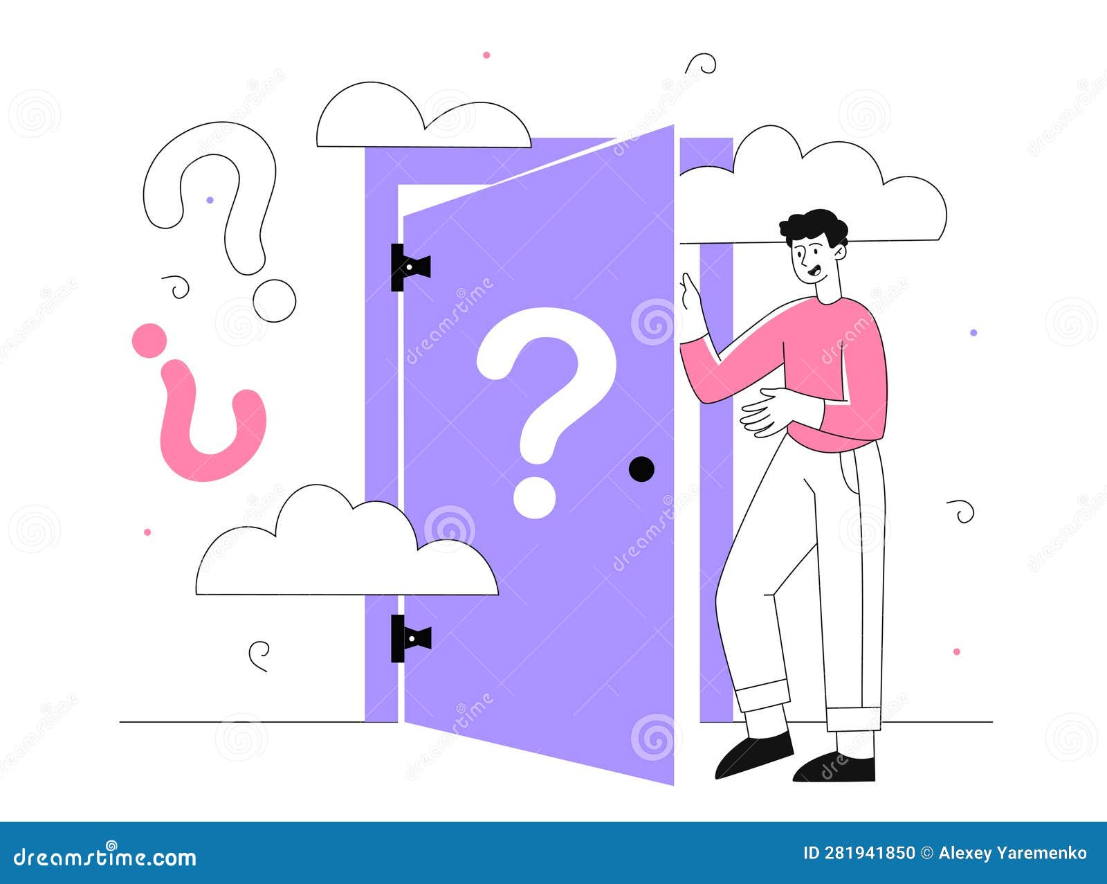 Man with Curiosity Vector Line Concept Stock Vector - Illustration of ...