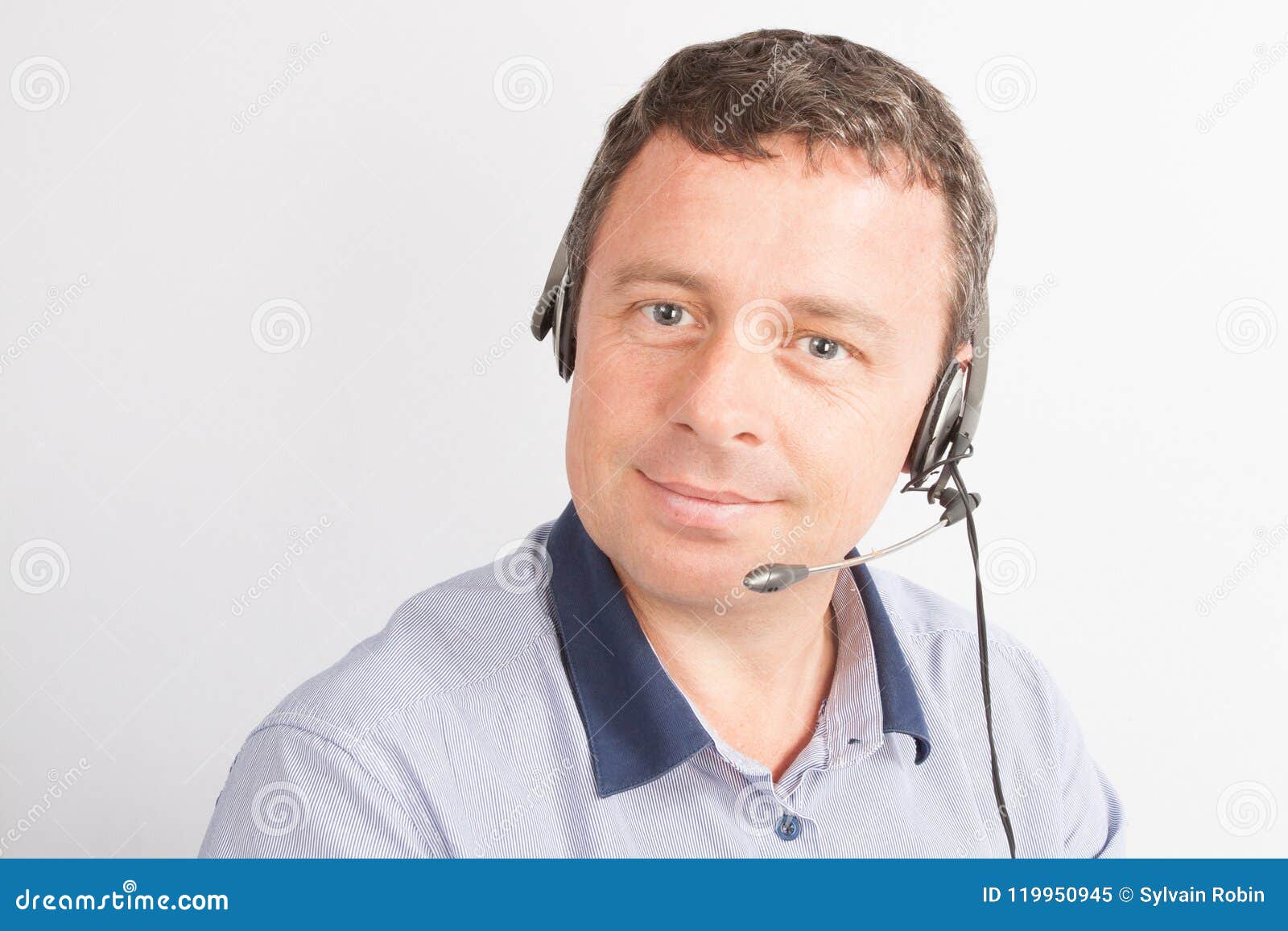 Man Customer Service Representative Wearing Headset Stock Image - Image ...
