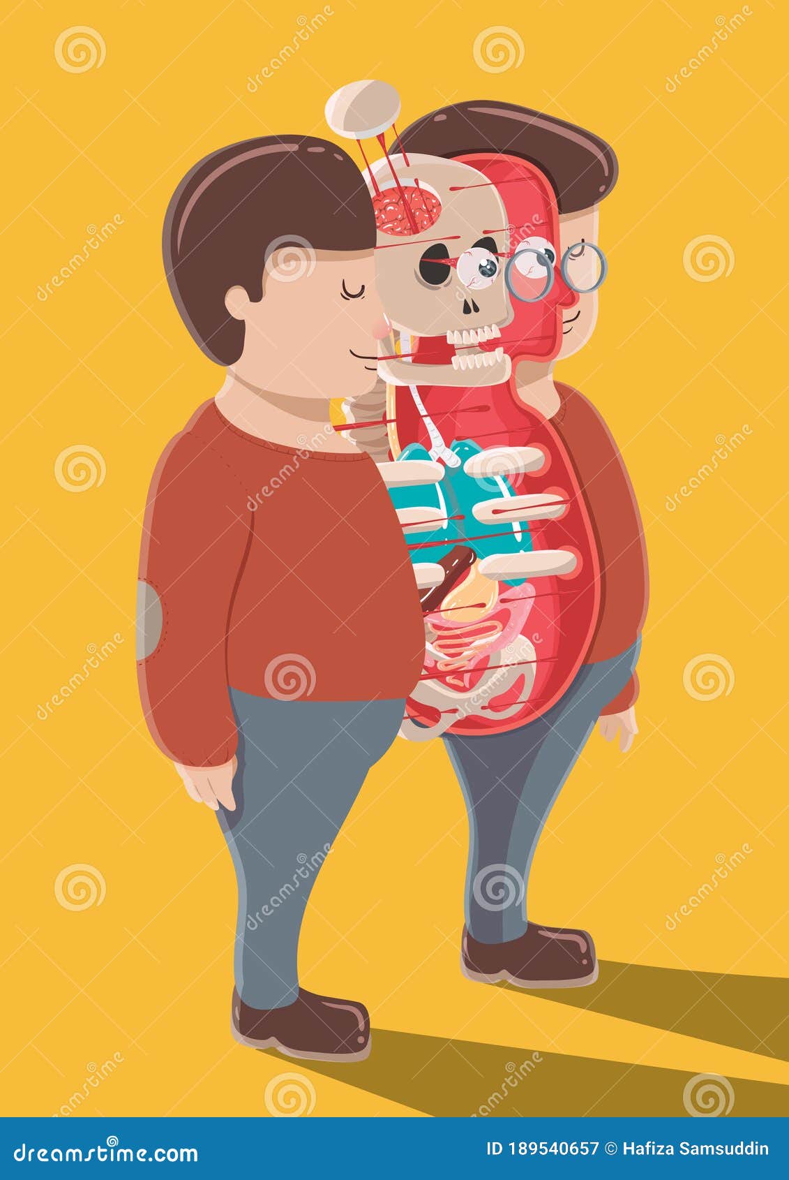 Man Cut into Half. Vector Illustration Decorative Design Stock Vector ...
