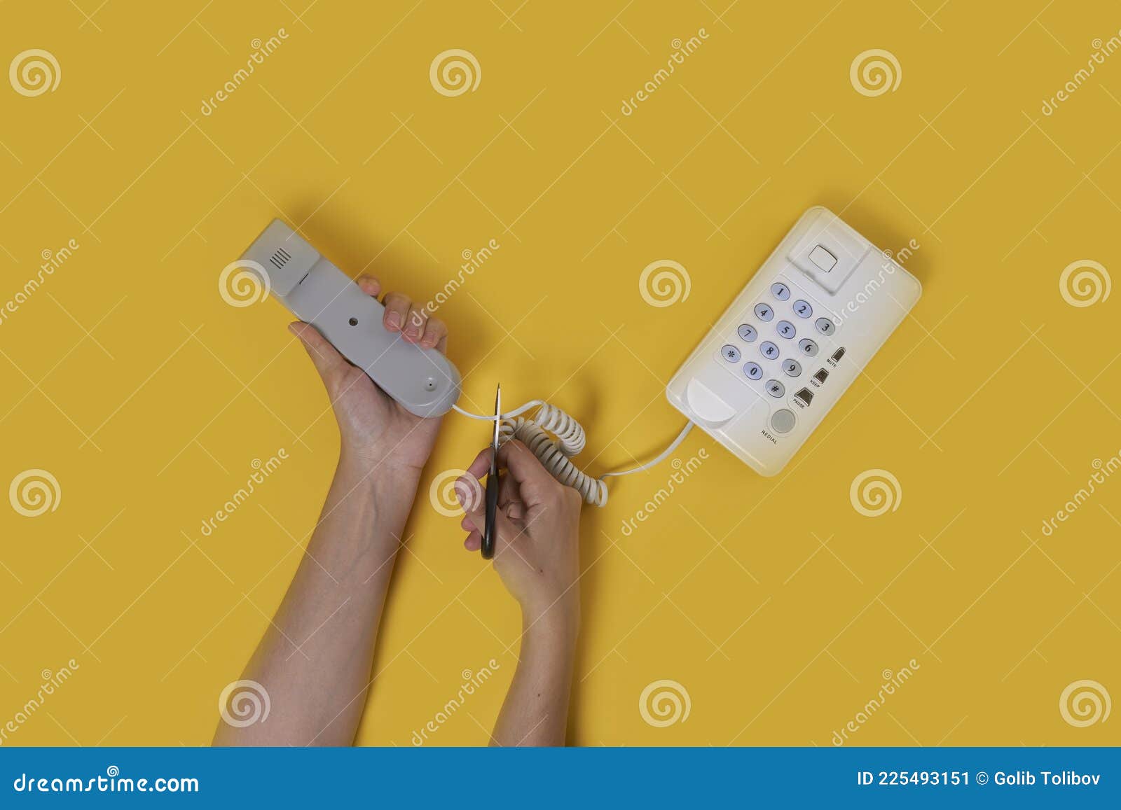A Man Cuts a Cable from the Phone Stock Image - Image of telephone ...