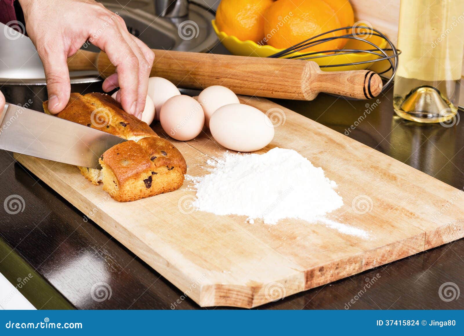 Man cutting a cake stock photo. Image of delicious, cake - 37415824