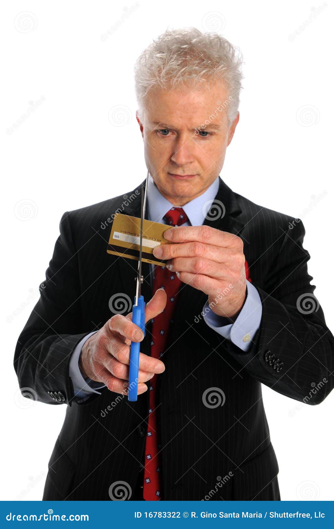 Man Cutting Credit Card stock photo. Image of business - 16783322