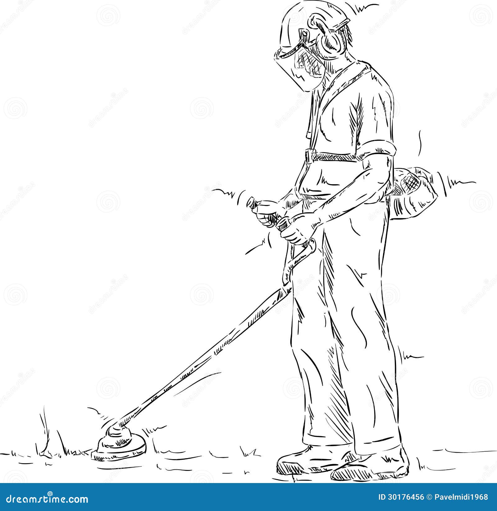 Man Cutting Grass Royalty Free Stock Image - Image: 30176456