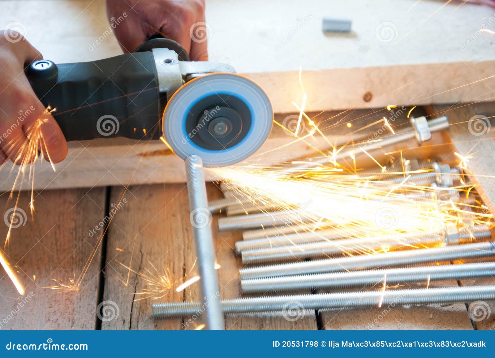 Man Cutting Iron by Grinder Stock Photo - Image of manual, disk: 20531798