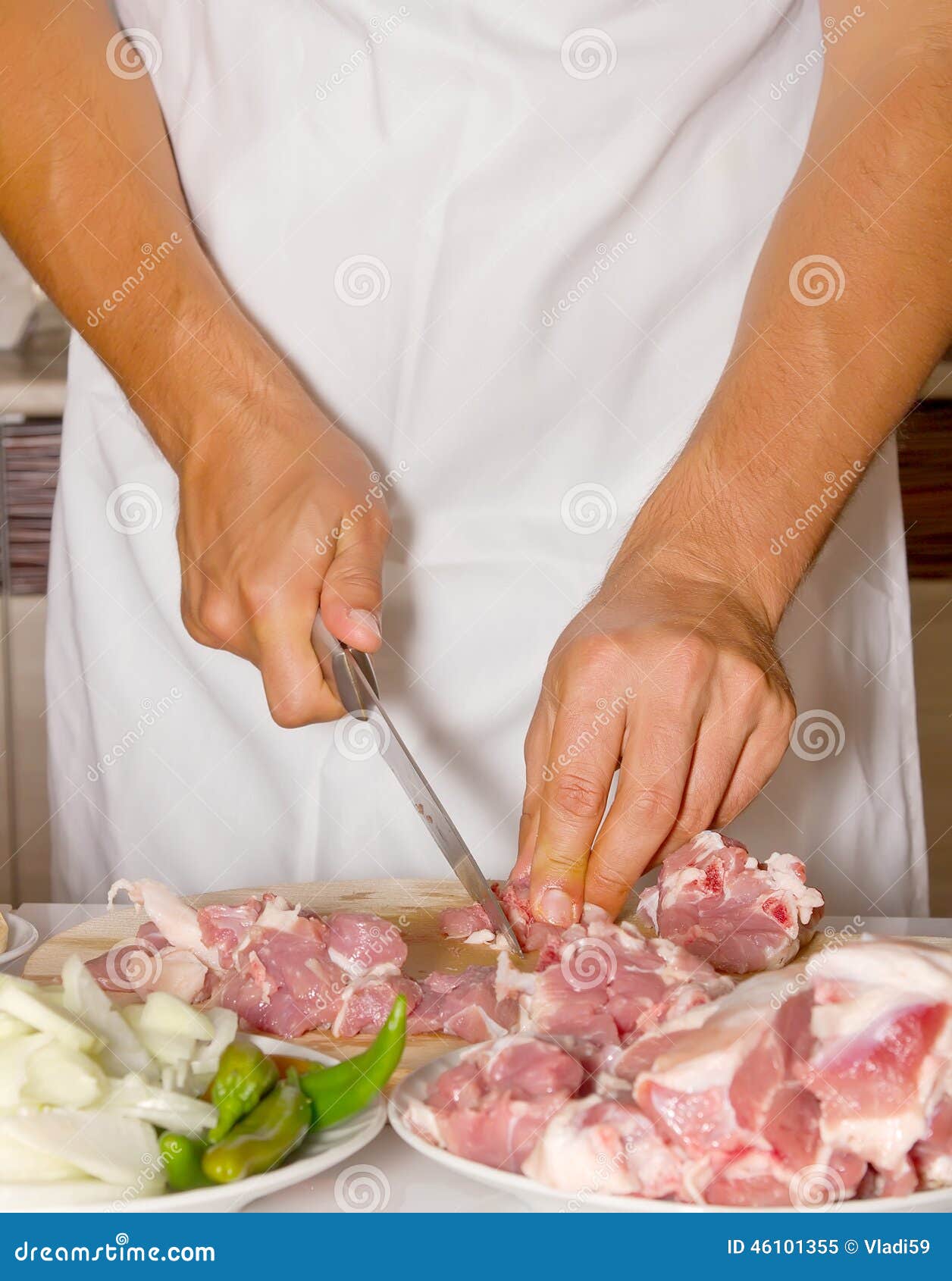 Man cutting meat stock image. Image of gourmet, service - 46101355
